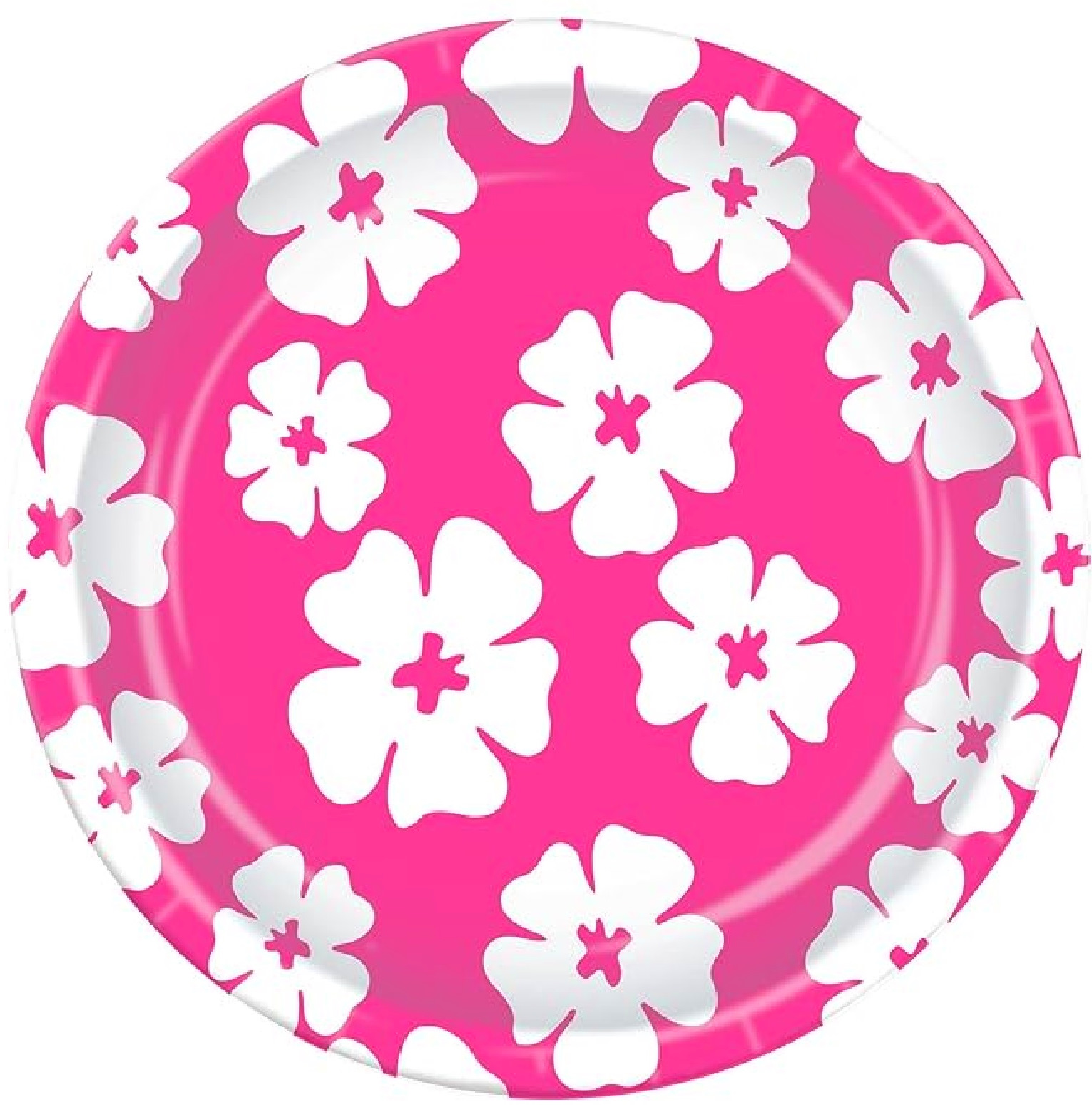 Pink and Green Hawaiian Hibiscus Large Paper Plates (Pack of 8 ...
