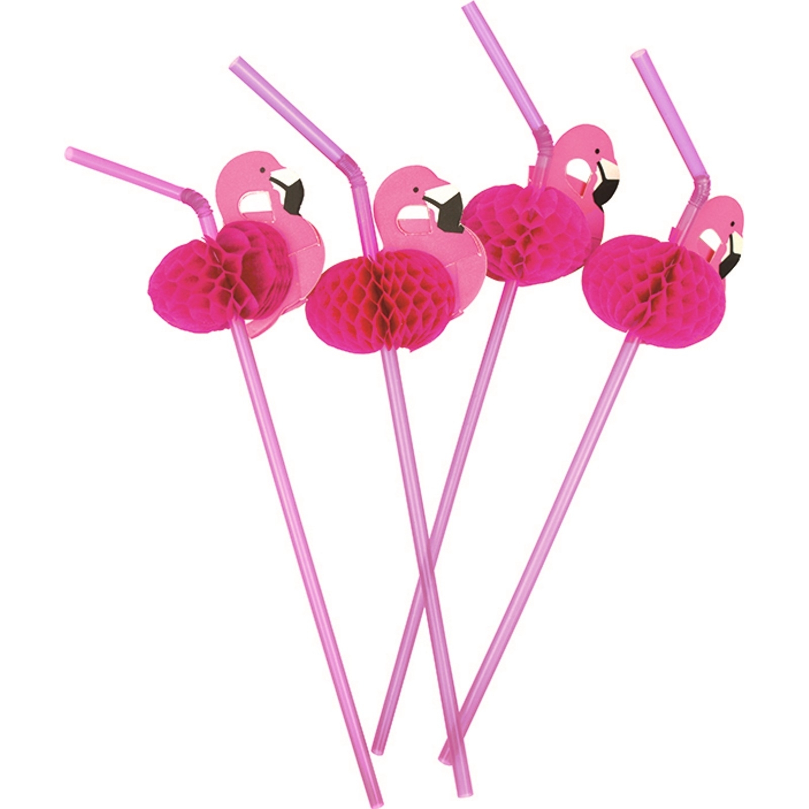 Pink Flamingo Straws (Pack of 12) [LUATWST13] - Discount Party Supplies