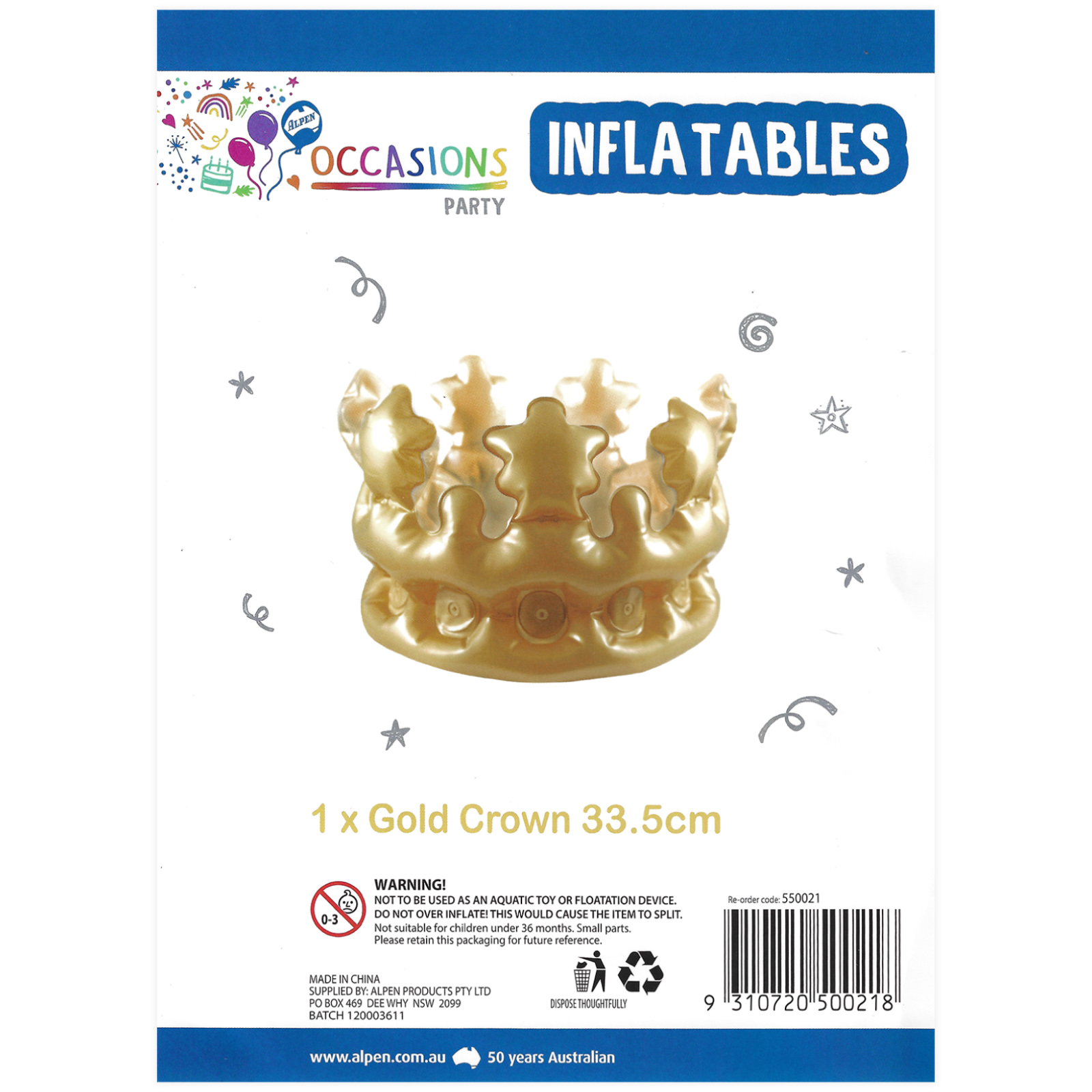 Inflatable Gold Crown | Medieval | Themed Party Supplies | Discount ...