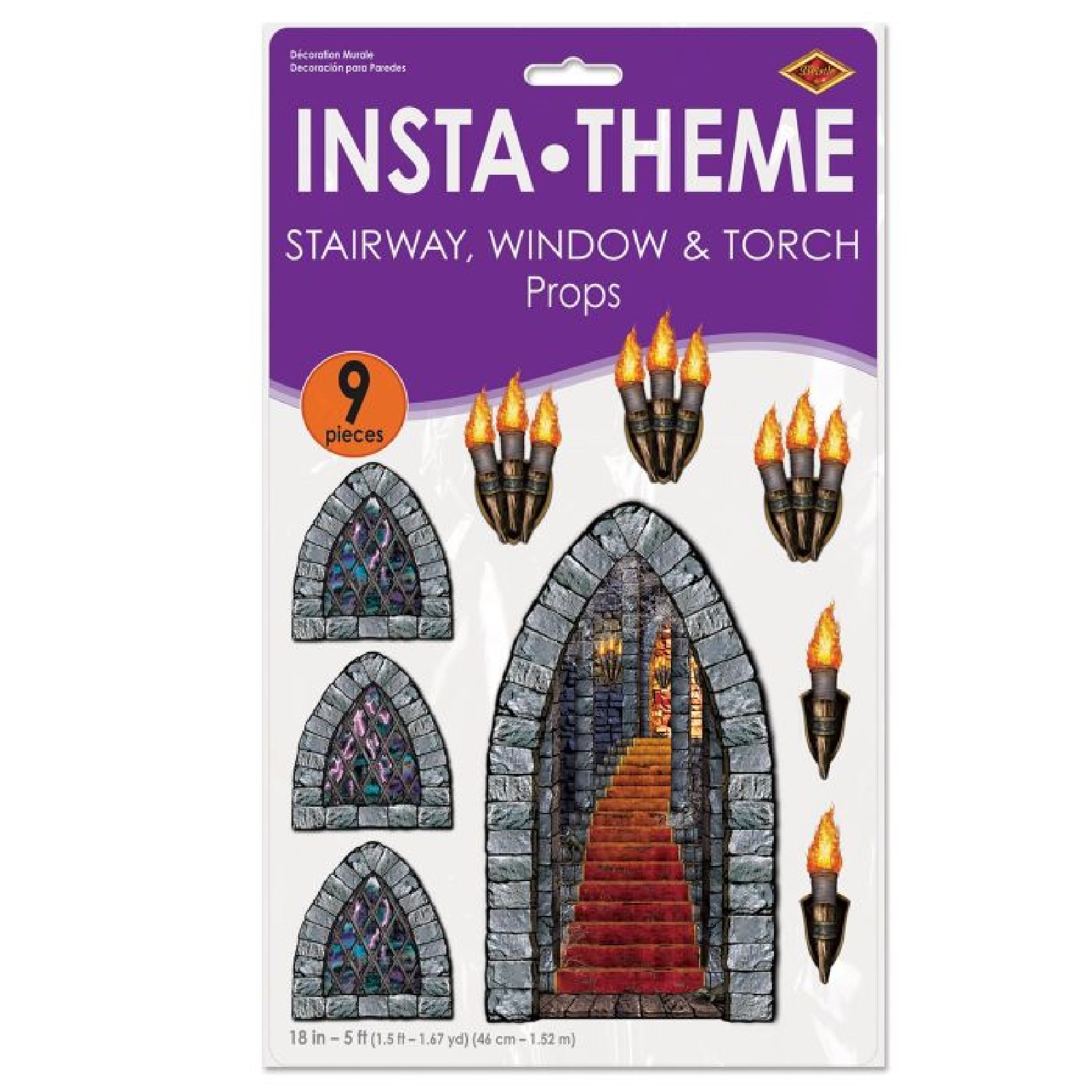Insta Theme Castle Doorway, Window and Torch Wall Props (9 Pieces ...