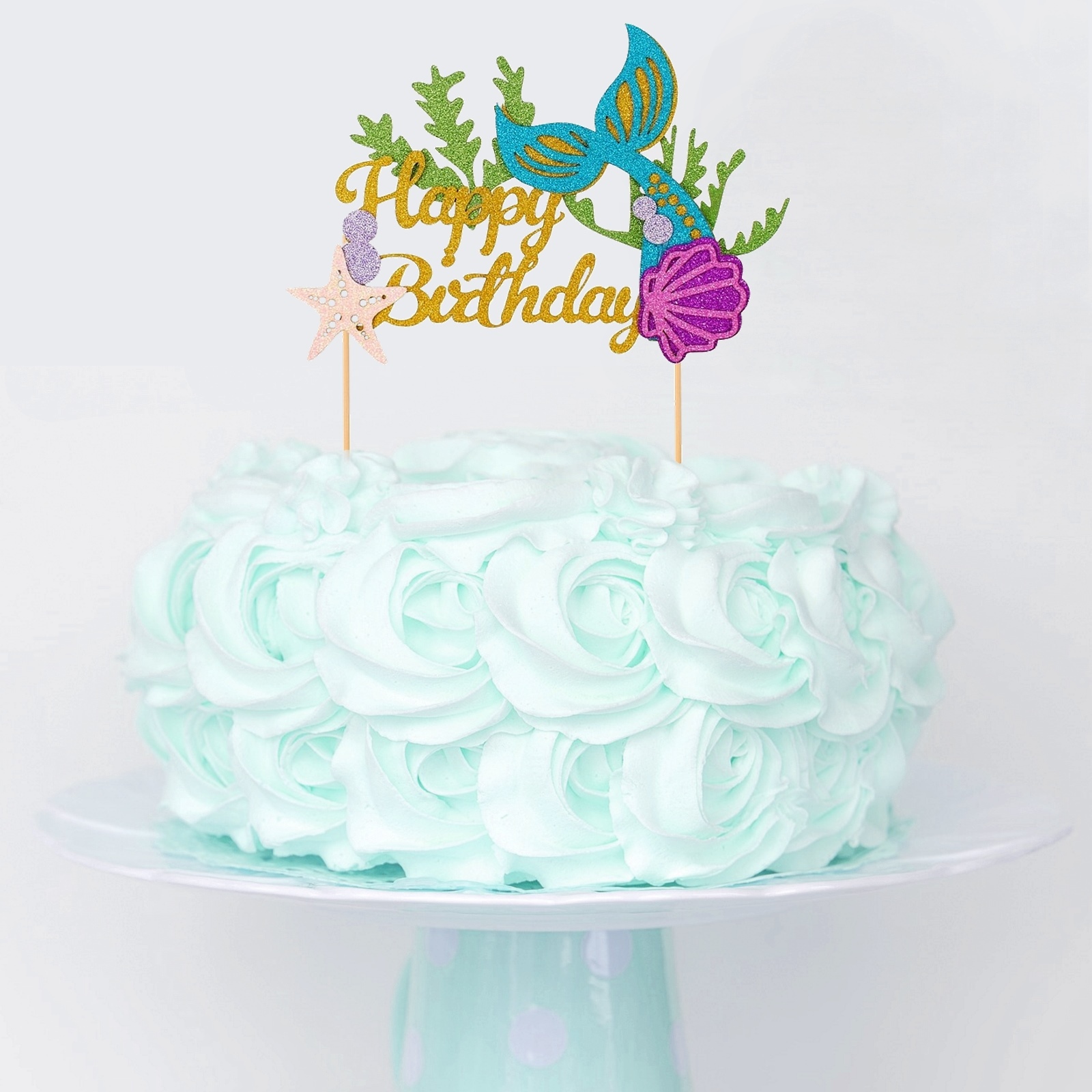 Glitter Mermaid Paper Cake Topper | Mermaids | Girls Birthday Party ...