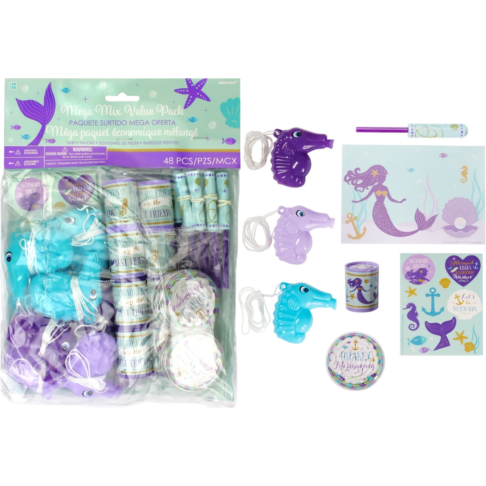 Mermaid Wishes Mega Value Favour Pack (48 Pieces) | Mermaids | Girls ...
