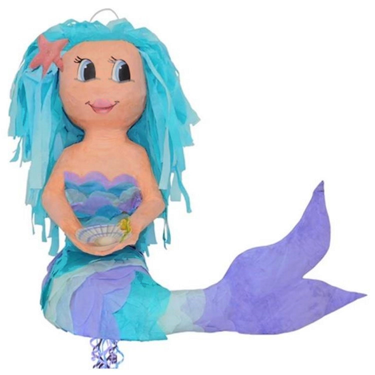 Aqua Mermaid Pull String Pinata - Discount Party Supplies