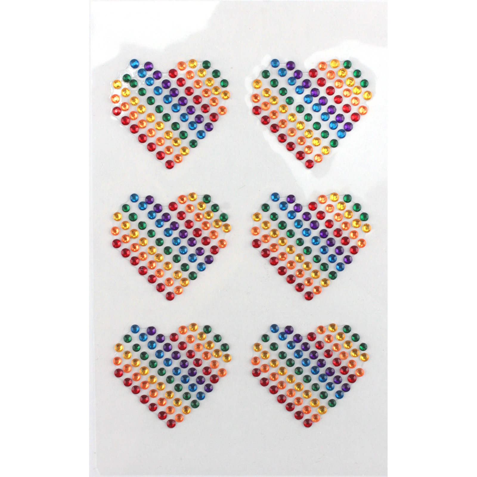 Rainbow Diamante Heart Stickers (Pack of 6) - Discount Party Supplies