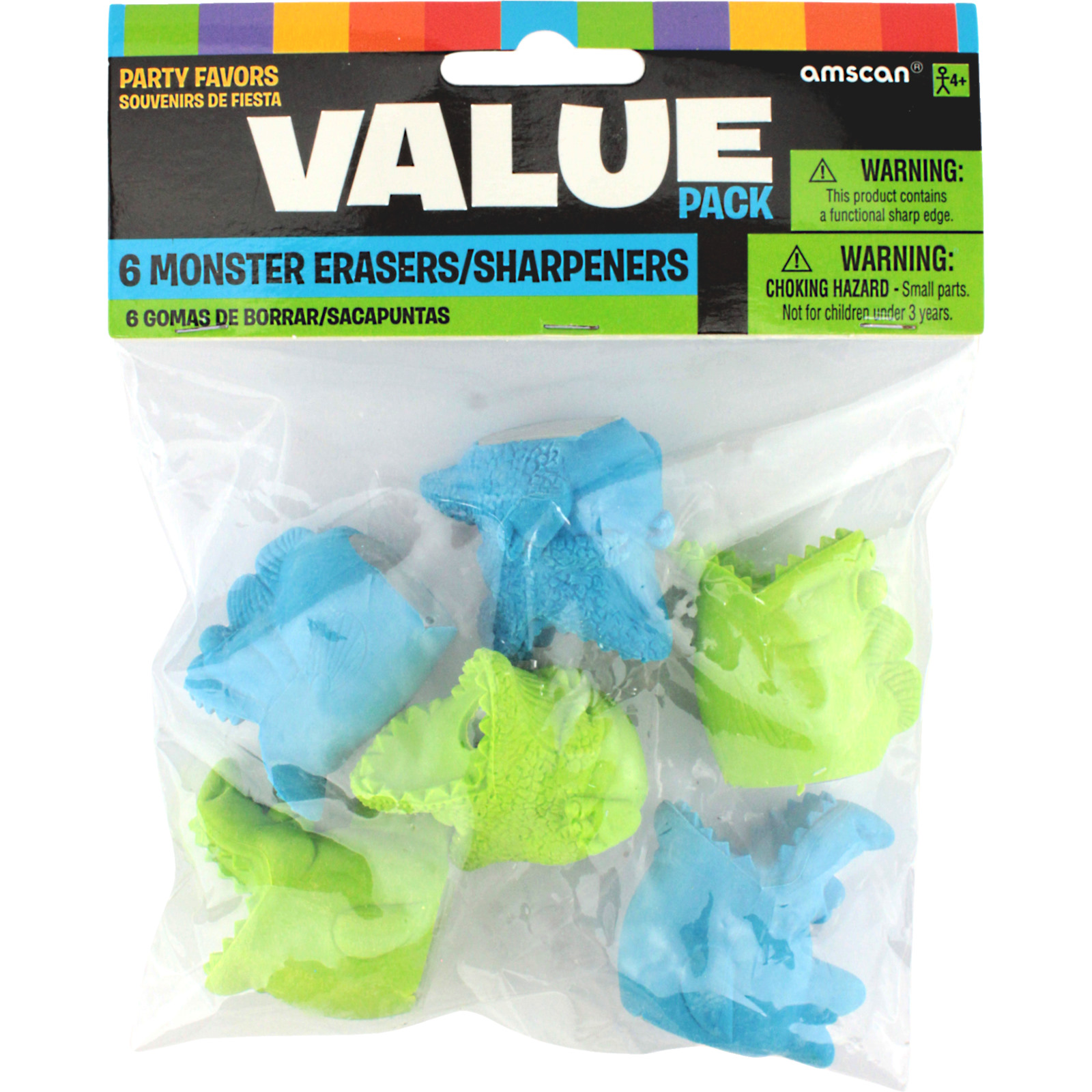 Monster Erasers & Sharpeners (Pack of 6) | Monster Party Supplies ...