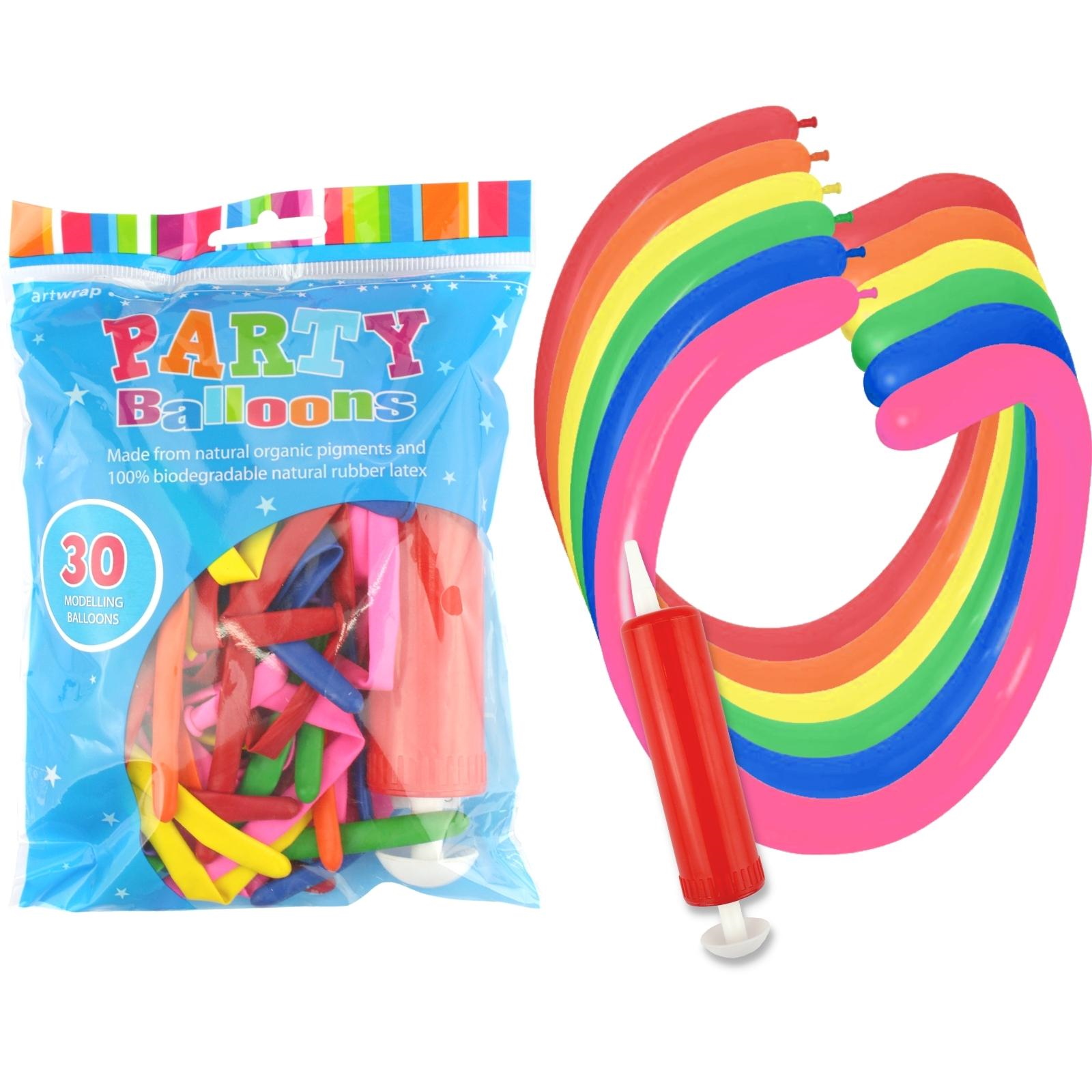 Coloured Modelling Balloons with Pump (Pack of 30) - Discount Party ...