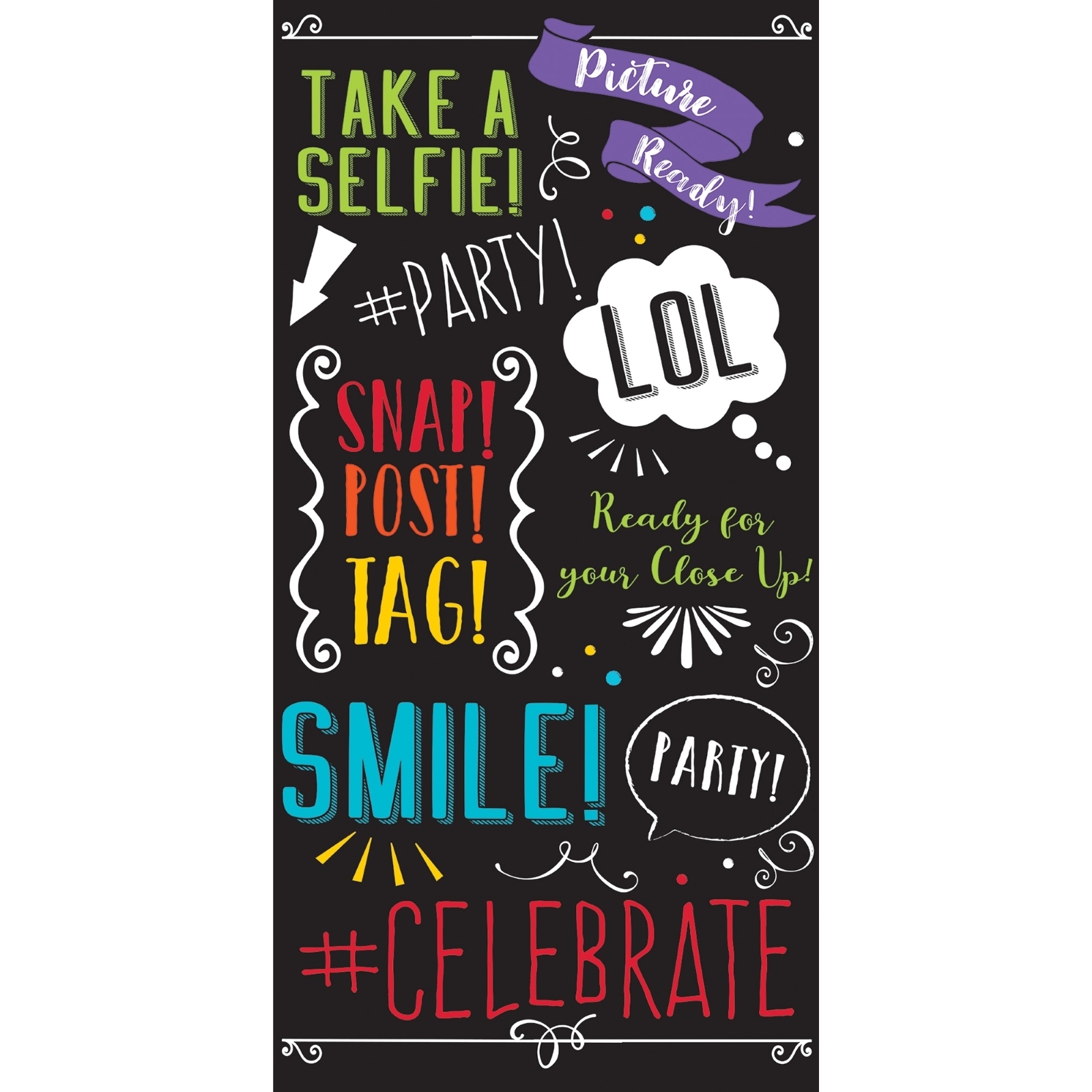 Selfie Photo Booth Wall Decorating Kit | Discount Party Supplies ...