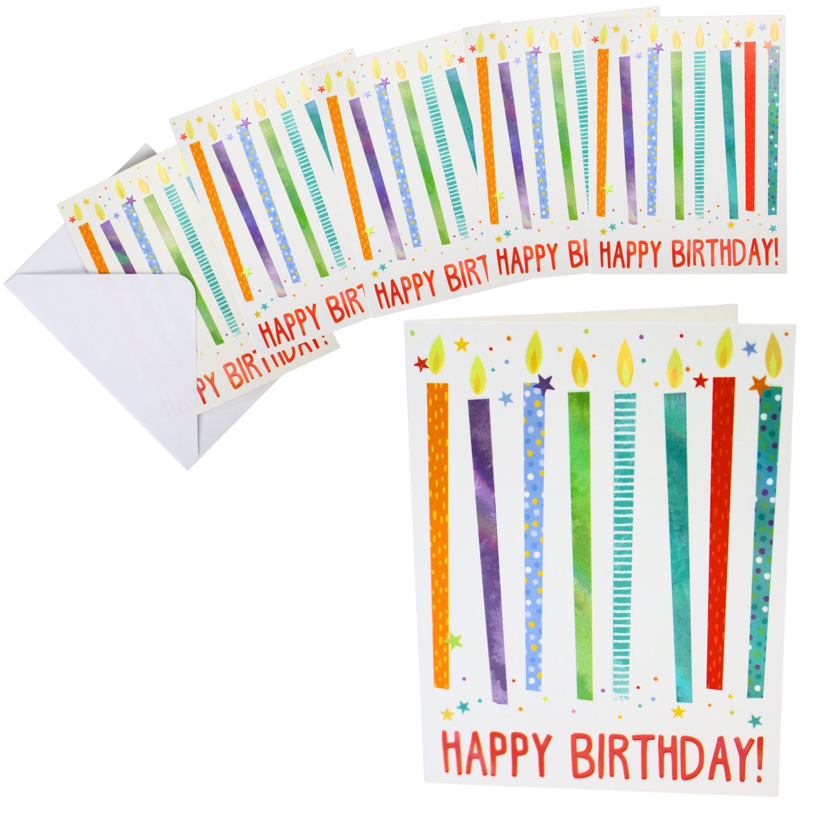 Mini Happy Birthday Candle Cards and Envelopes (Pack of 6) - Discount ...