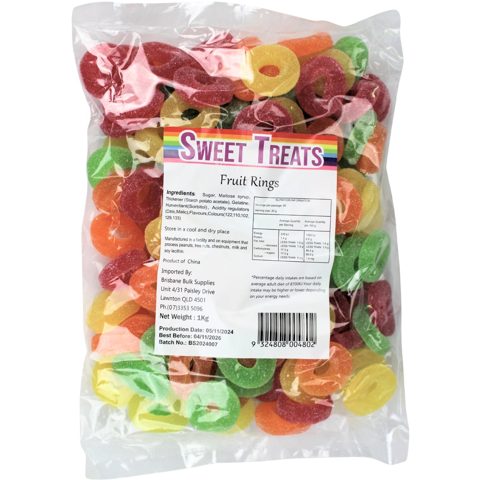 Sweet Treats Assorted Fruit Ring Lollies (1kg Bag) - Discount Party ...