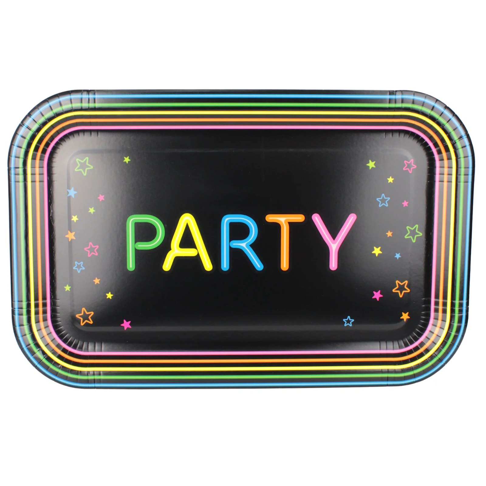 Neon Party Rectangle Paper Platters (Pack of 6) - Discount Party Supplies