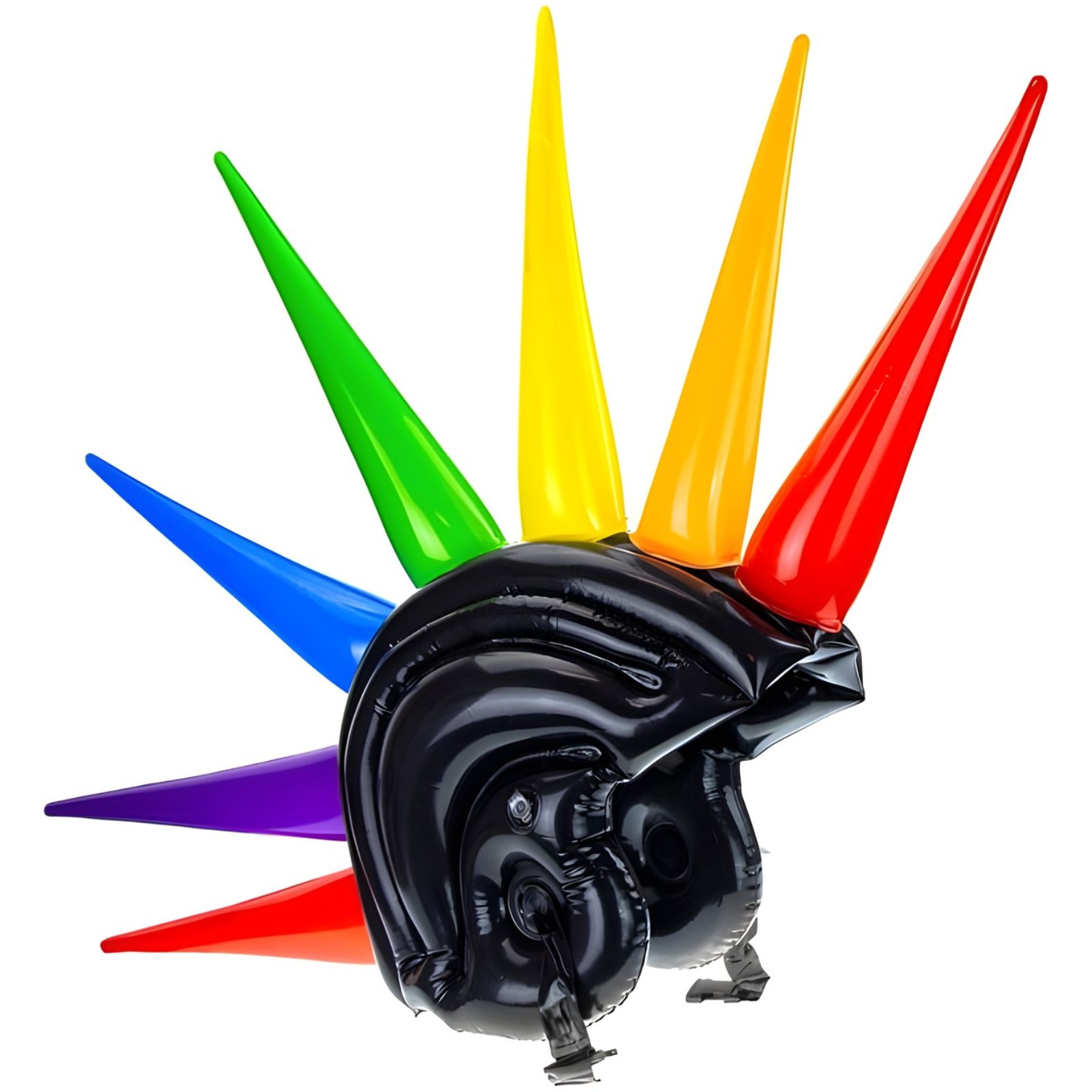 Inflatable Rainbow Spike Helmet - Discount Party Supplies