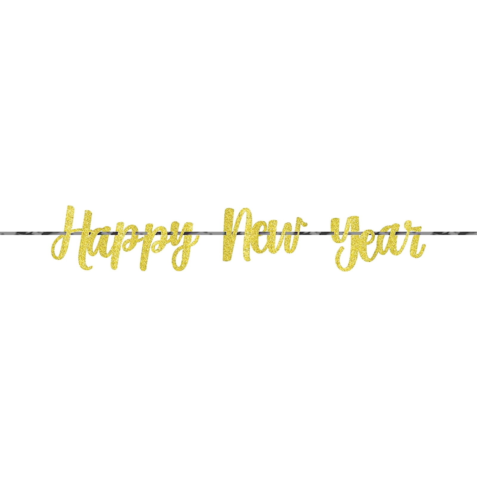 Happy New Year Gold Glitter Letter Banner - Discount Party Supplies