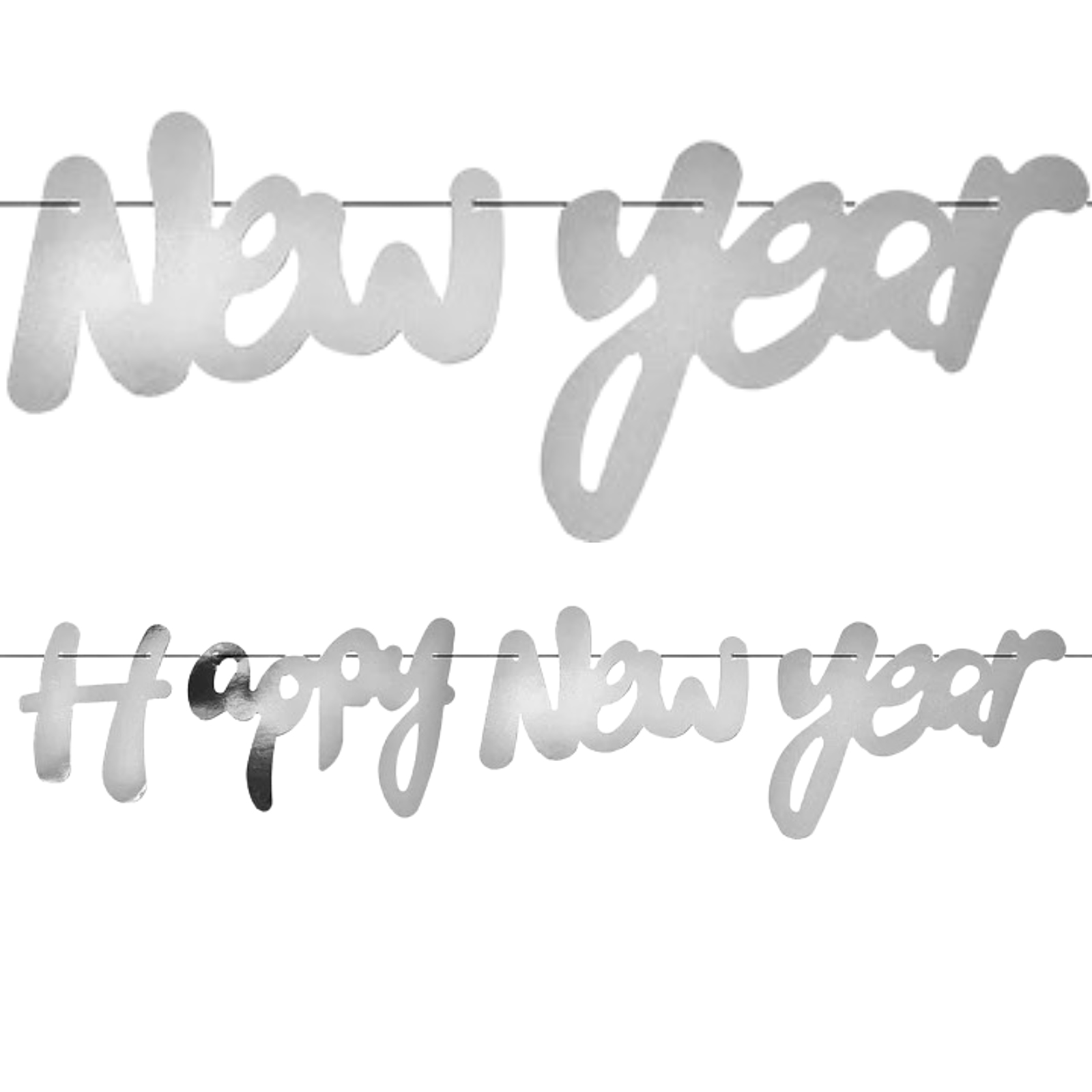 Silver Happy New Year Foil Letter Banner 5m - Discount Party Supplies