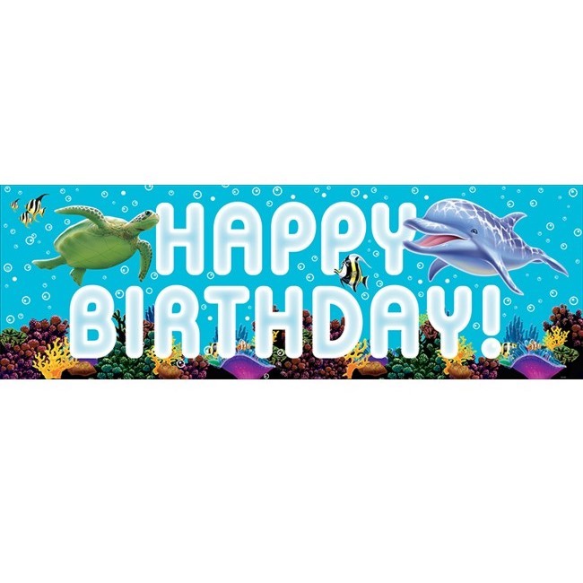 Ocean Party Giant Happy Birthday Banner - Discount Party Supplies