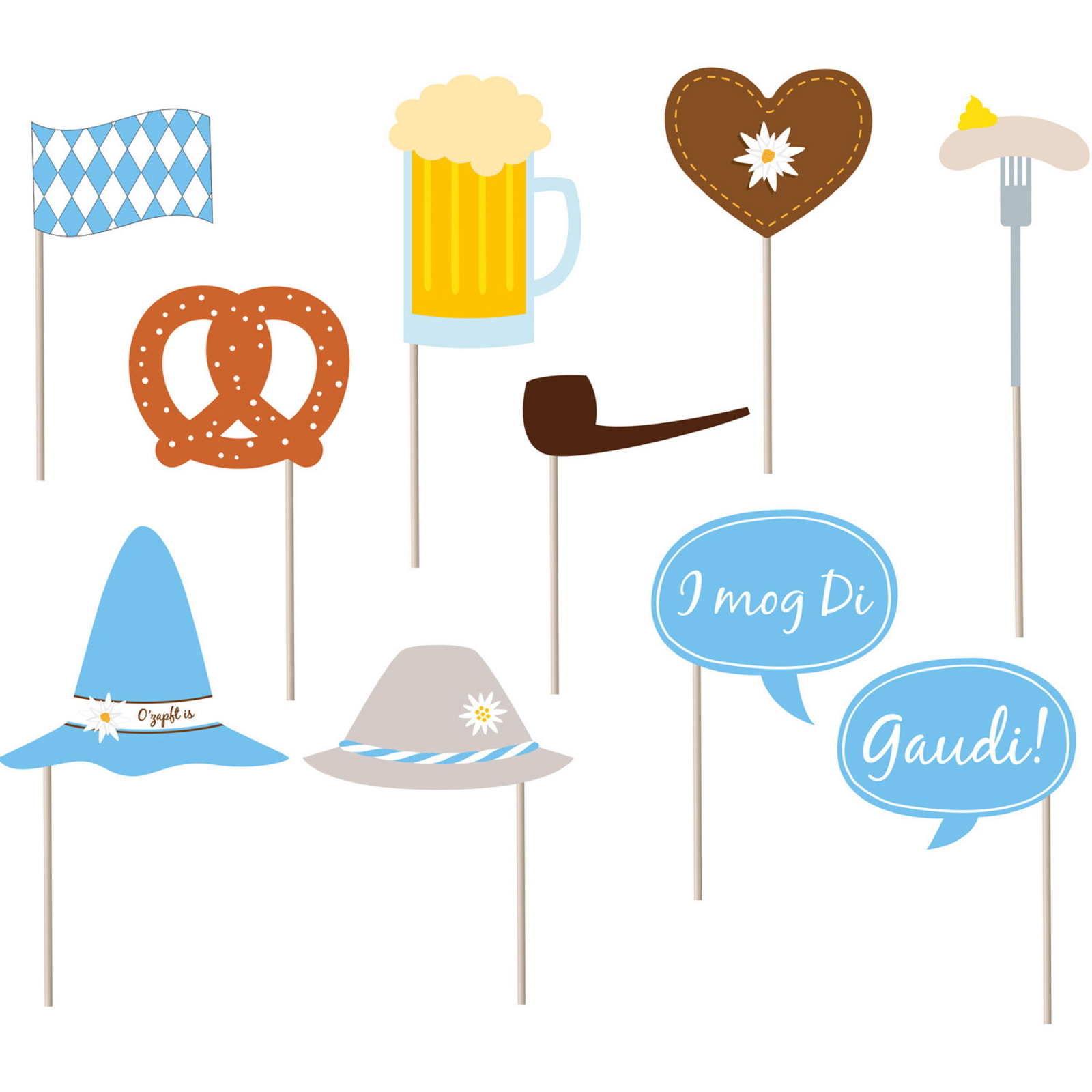 Oktoberfest Photo Props (Pack of 10) - Discount Party Supplies
