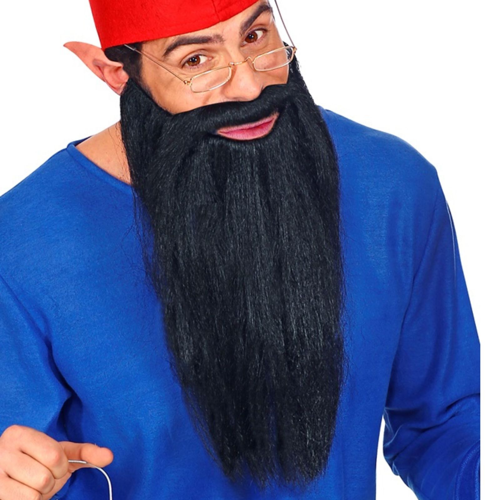 Black Adult Long Beard With Moustache - Discount Party Supplies