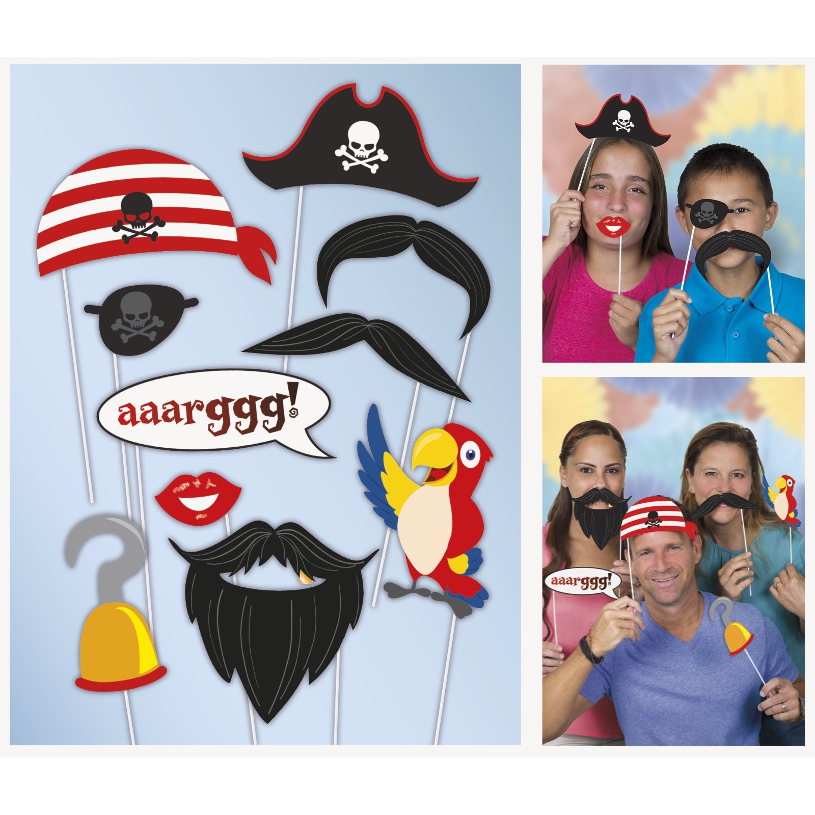 Pirate Photo Booth Prop Set (Pack of 10) - Discount Party Supplies