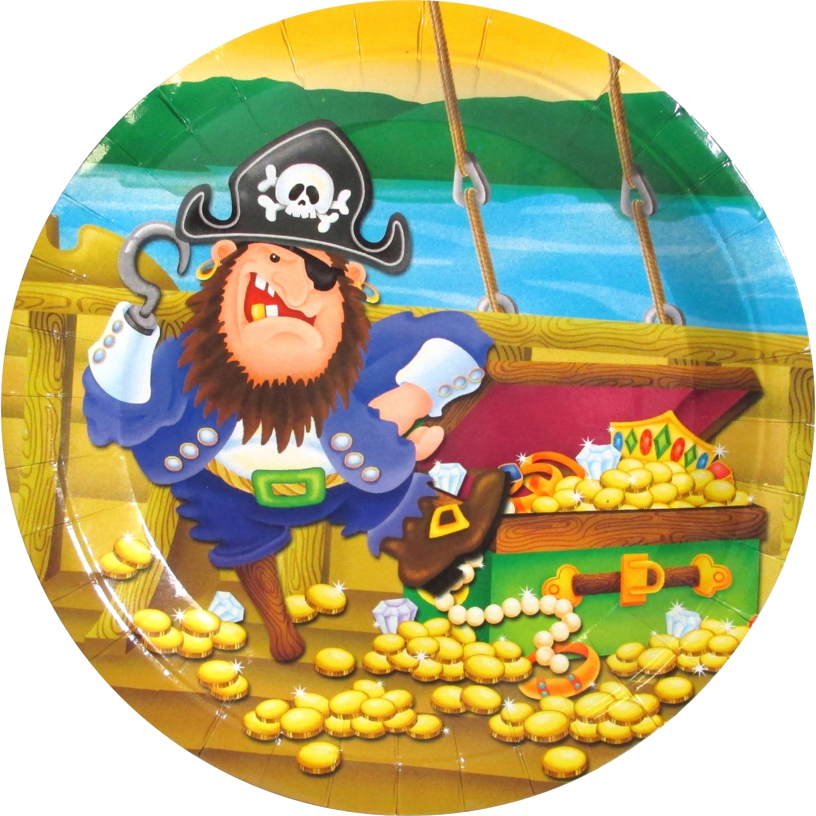 Pirate Captain Large Paper Plates (Pack of 6) - Discount Party Supplies