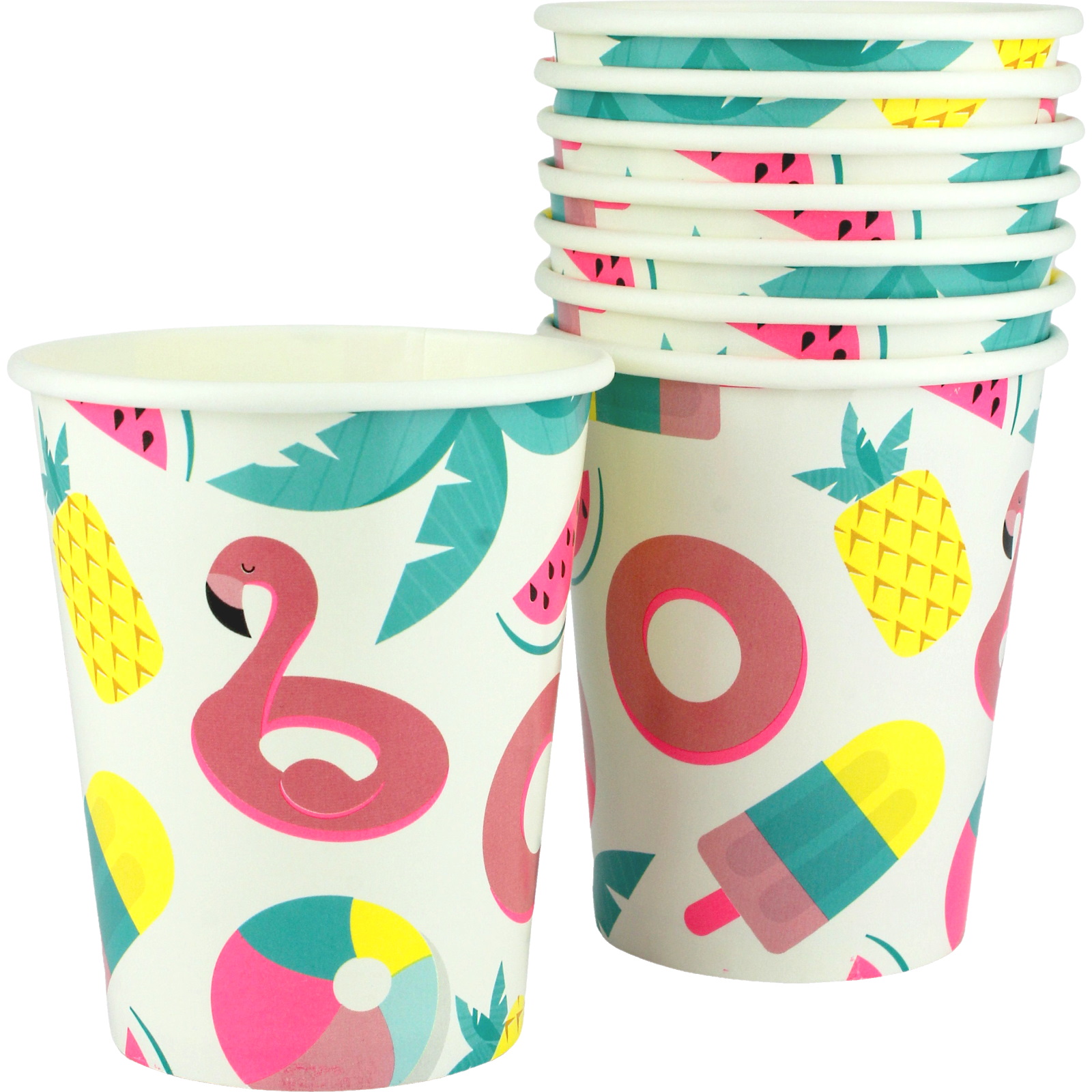 Tropical Pool Party Paper Cups (Pack of 8) - Discount Party Supplies