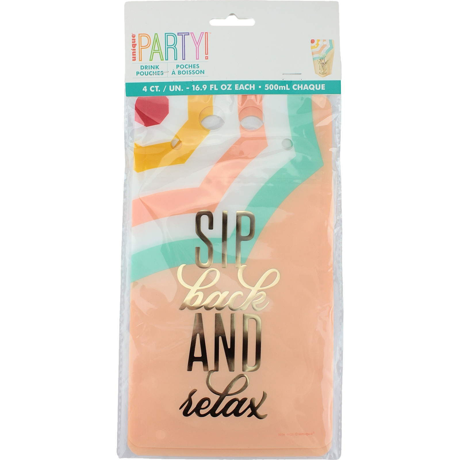 Sip Back and Relax Reusable Drink Pouches 500ml (Pack of 4) | Pool and ...
