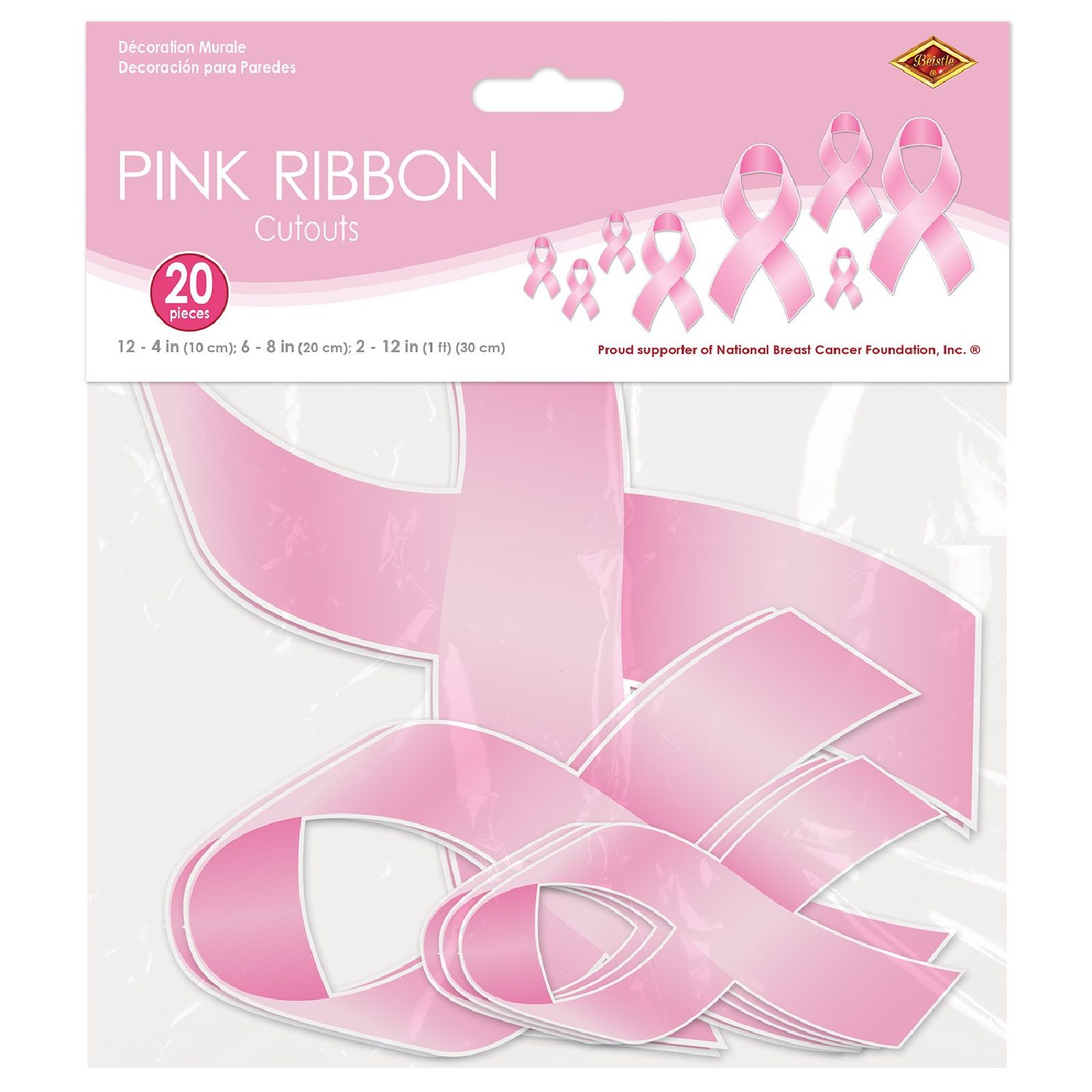 Pink Ribbon Cutout Wall Decorations (Pack of 20) | Pink Ribbon Party ...