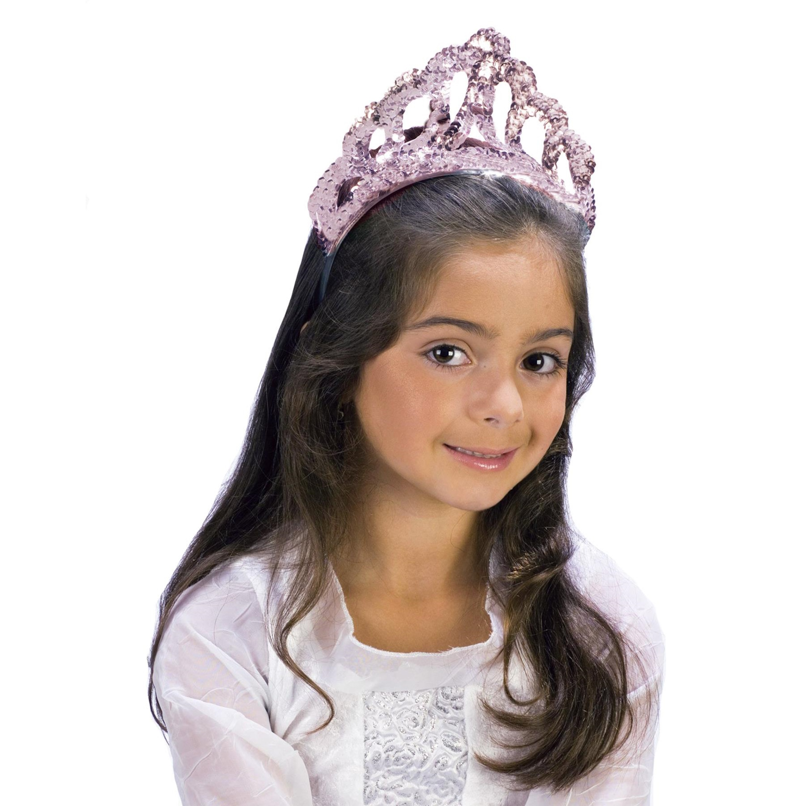 Sparkling Pearl White Sequin Tiara Child Costume Accessory - Discount ...