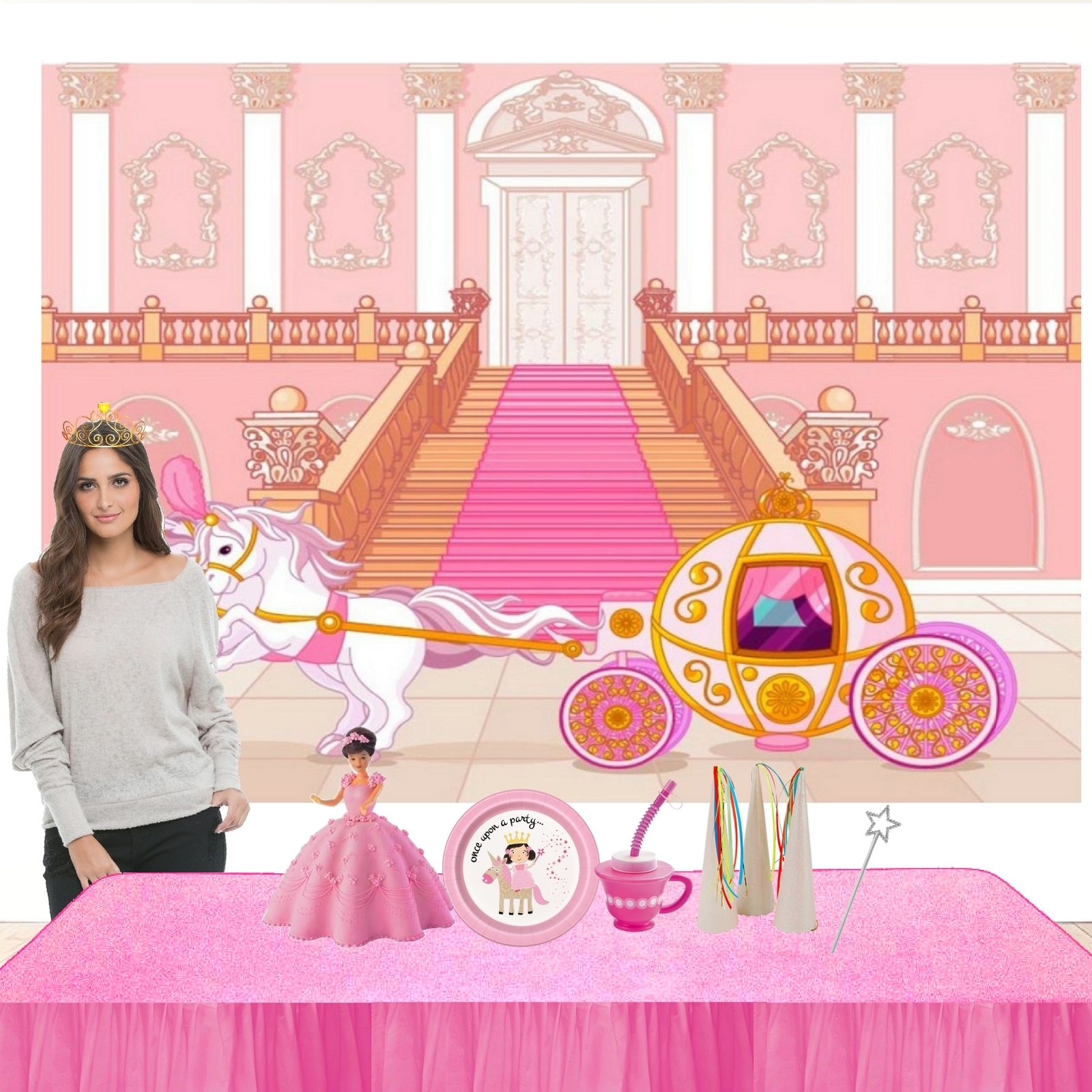 Princess Carriage Large Fabric Wall Backdrop | Princess | Girls ...