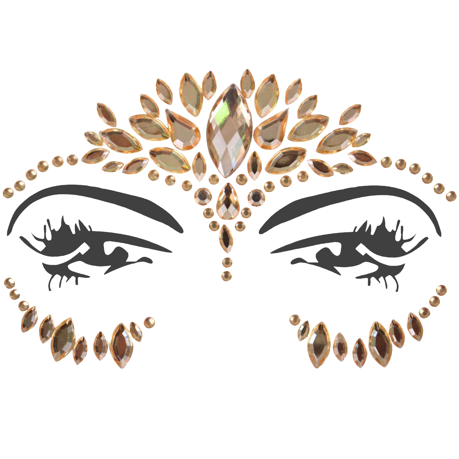 Gold Crystal Face Jewels - Discount Party Supplies