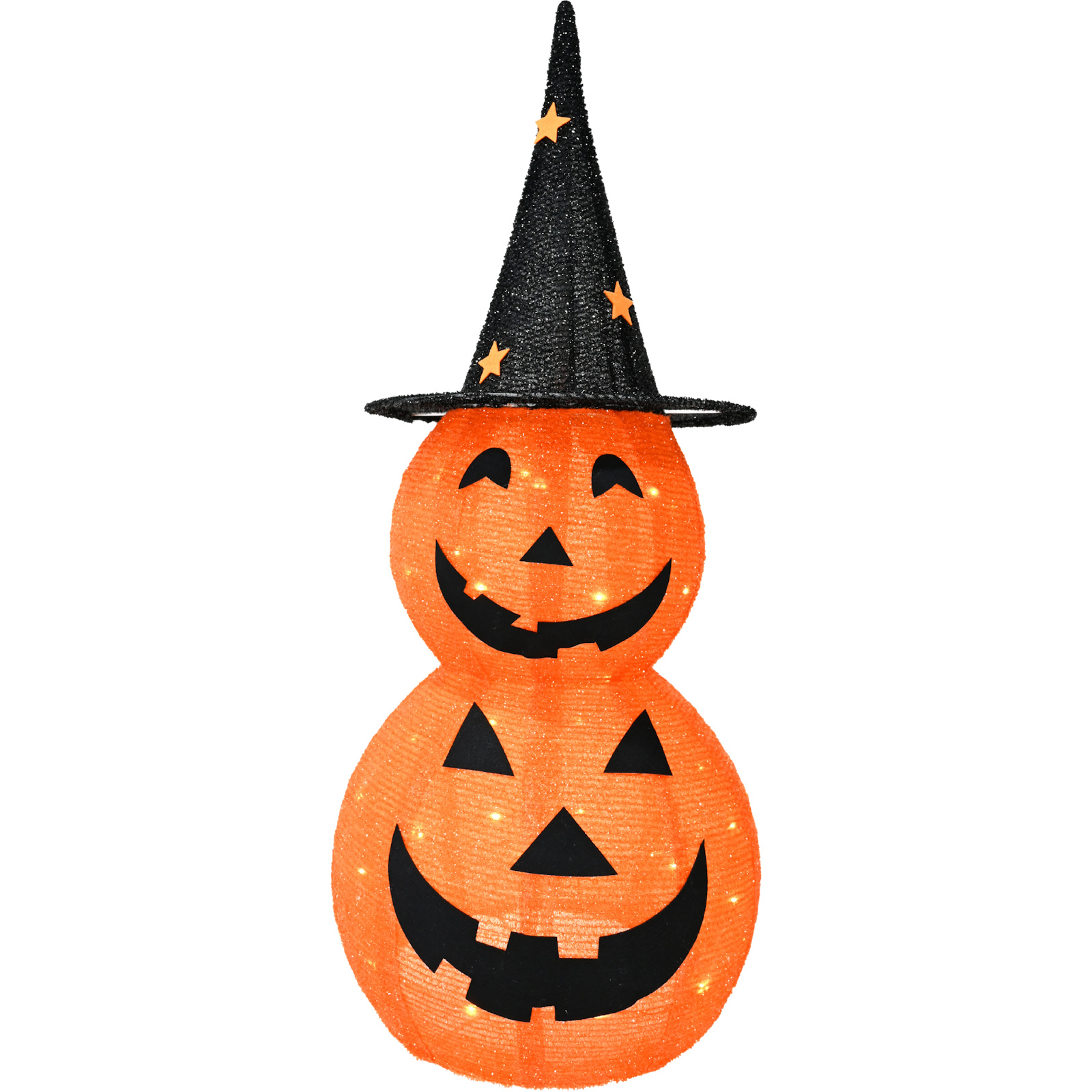 LED Light Up Mesh Pumpkin Stack With Witch Hat 90cm - Discount Party ...