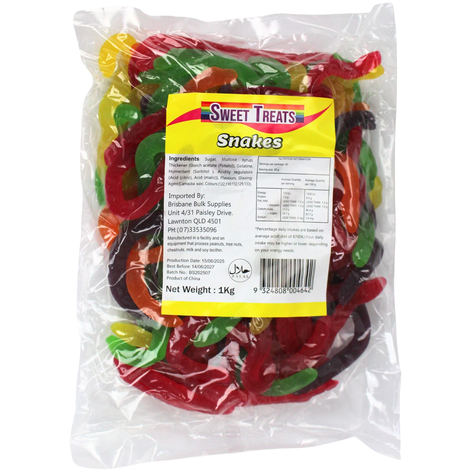 Sweet Treats Assorted Snake Lollies (1kg Bag) - Discount Party Supplies