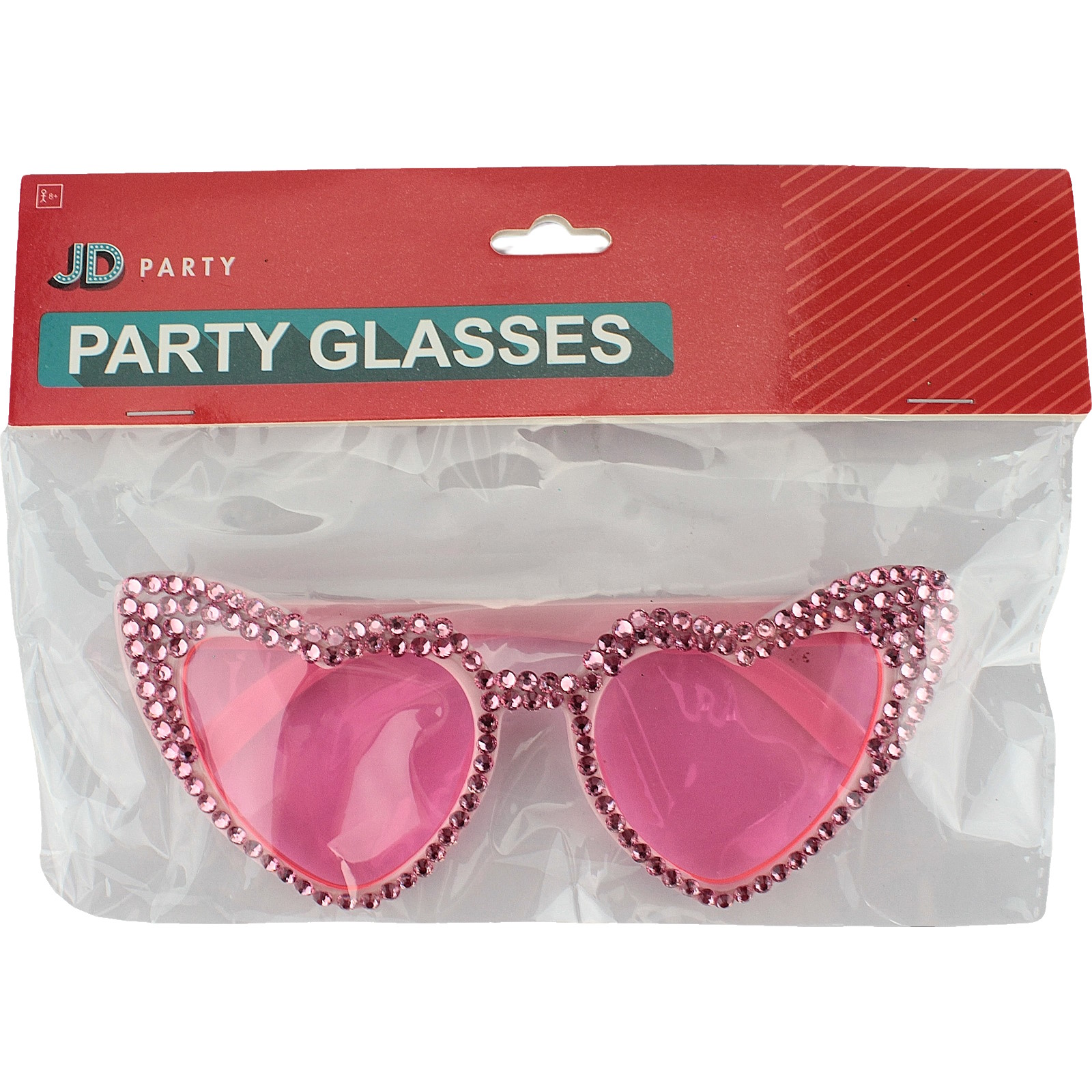 Pink Diamante Heart Party Glasses | Glasses | Hats and Headwear ...