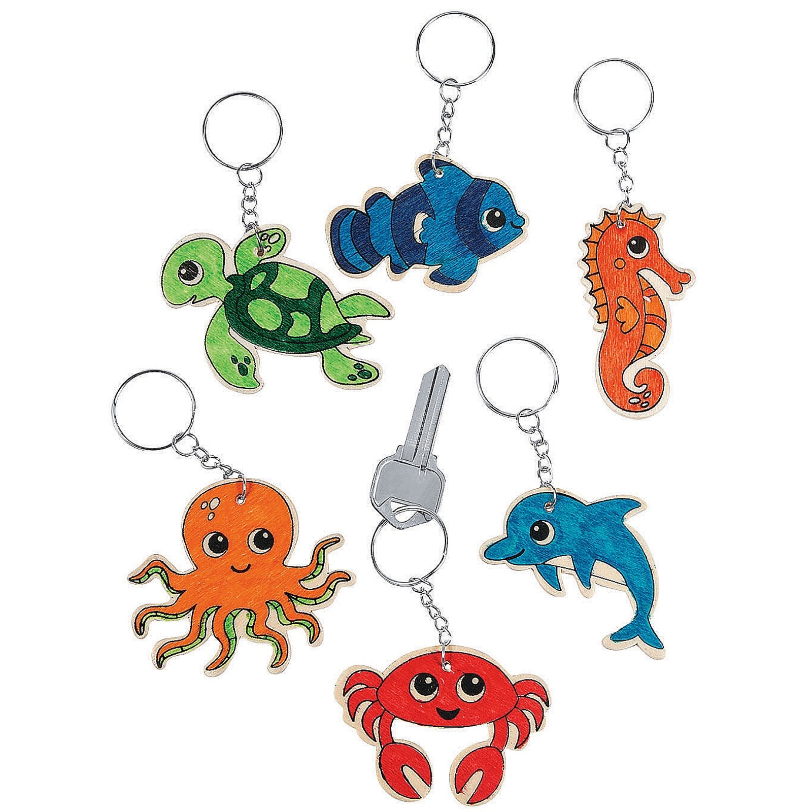 Wooden Colour Your Own Sea Animal Keyrings (Pack of 12) | Under the Sea ...