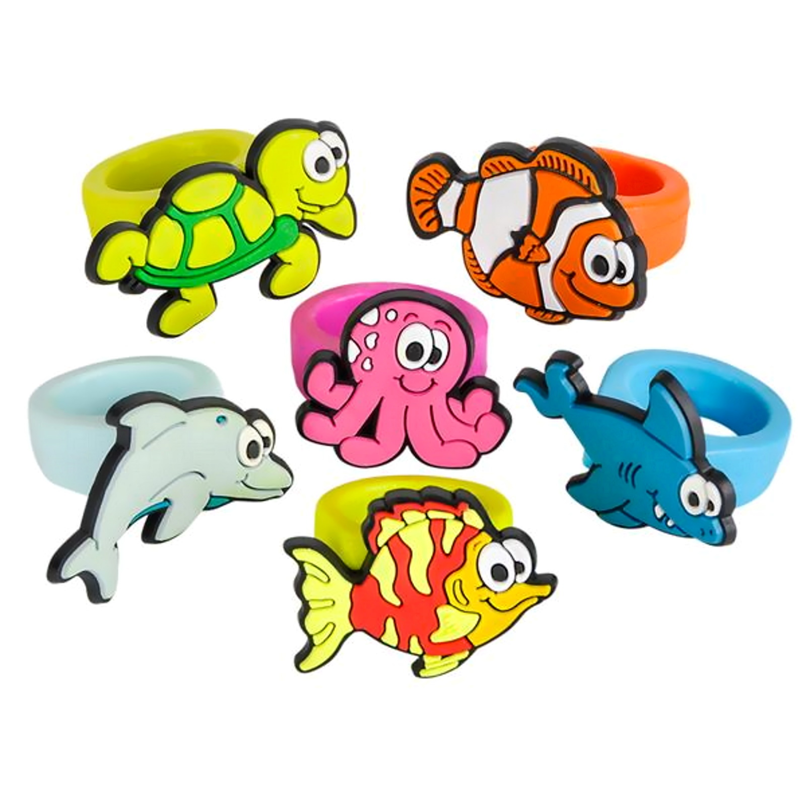 Sea Animal Rubber Rings (Pack of 12) - Discount Party Supplies