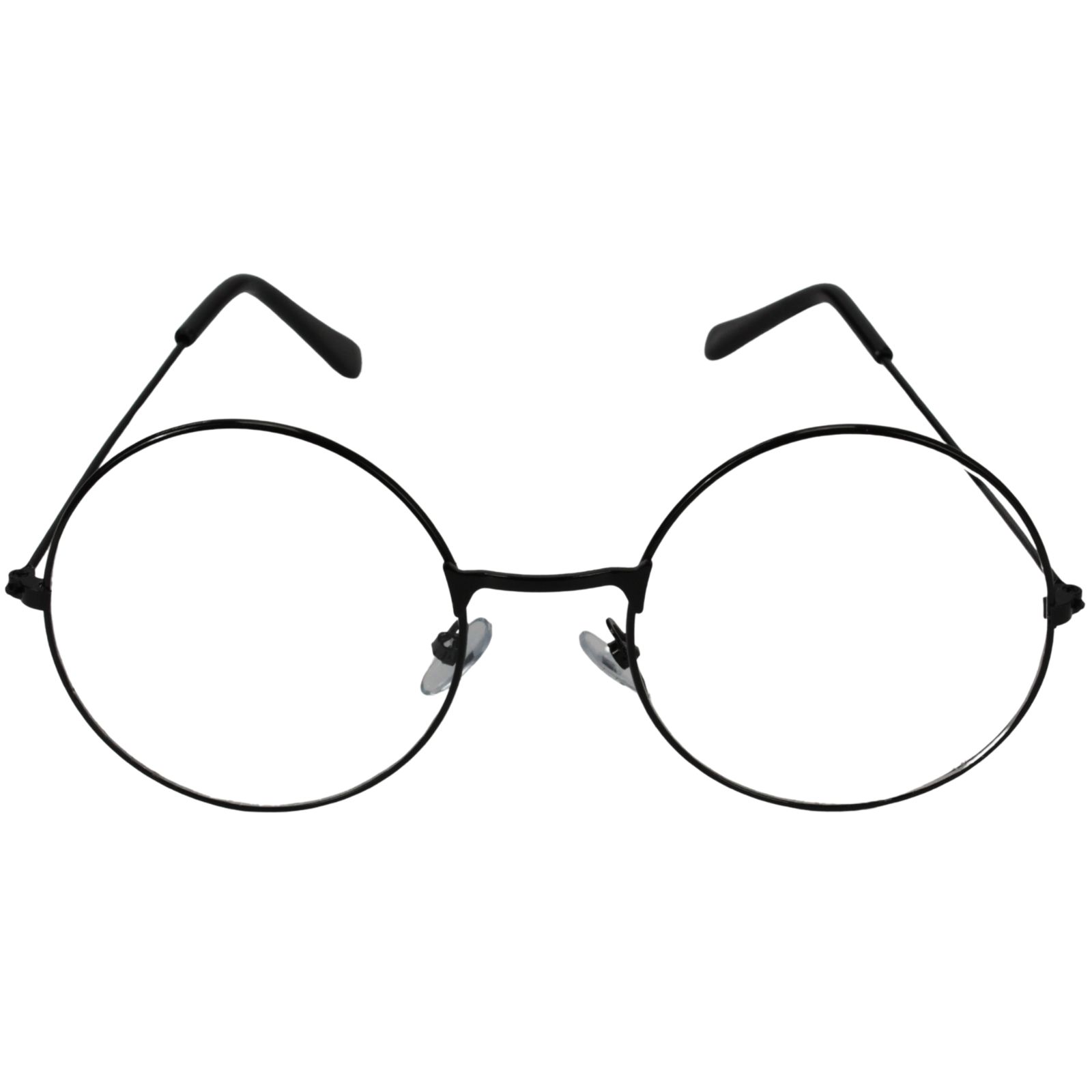 Adult Clear Round Black Glasses - Discount Party Supplies