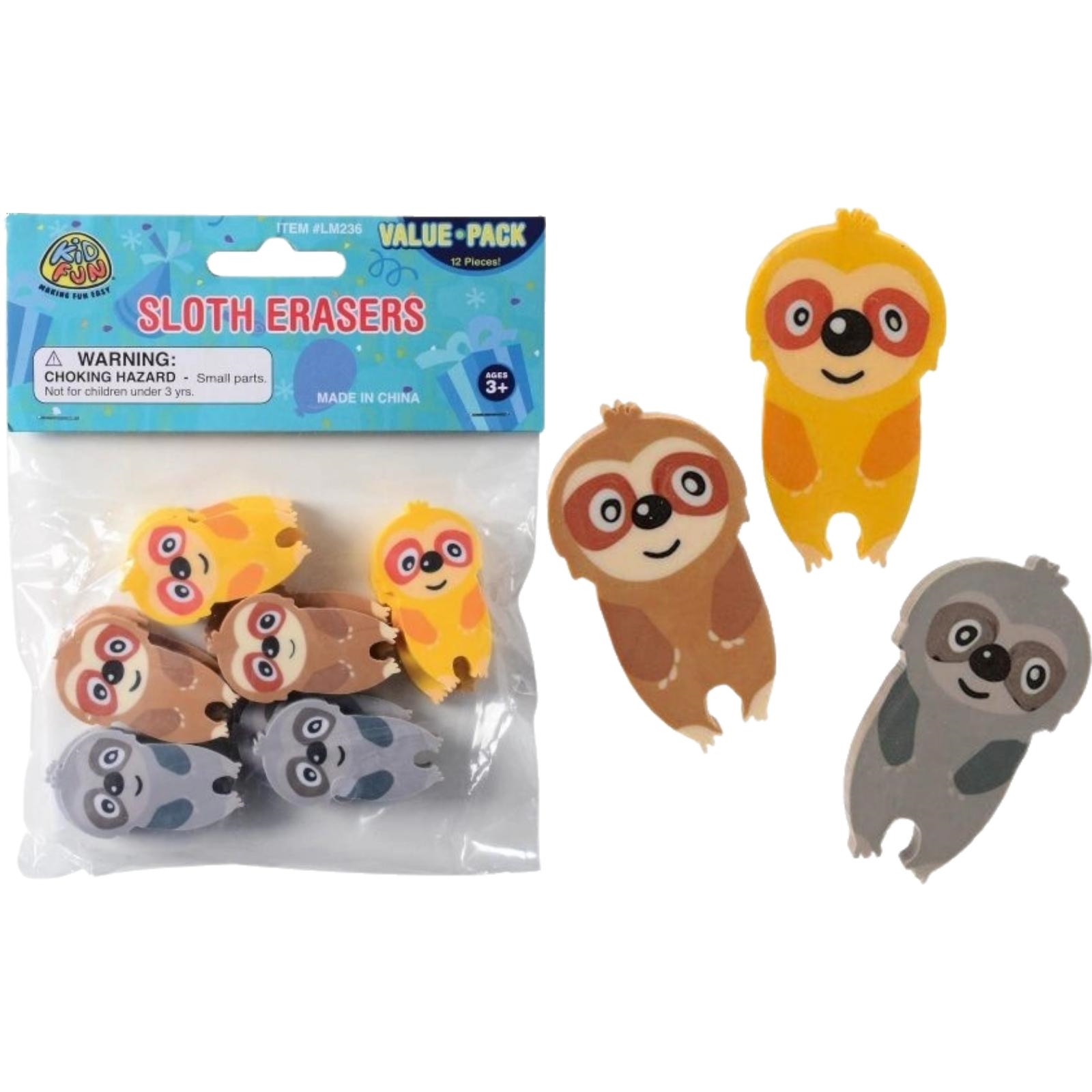 Sloth Erasers (Pack of 12) - Discount Party Supplies