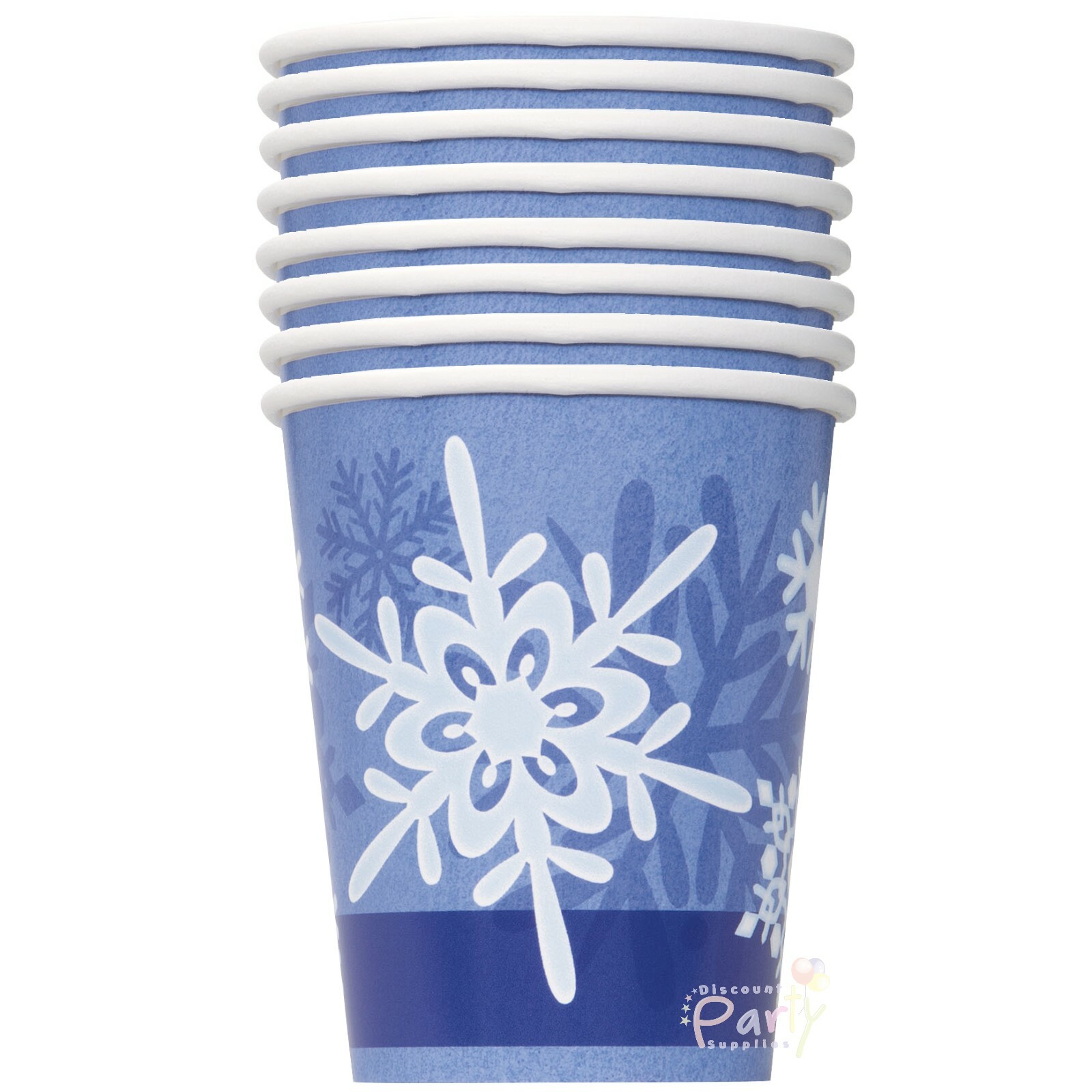 Winter Snowflake Paper Cups (Pack of 8) - Discount Party Supplies