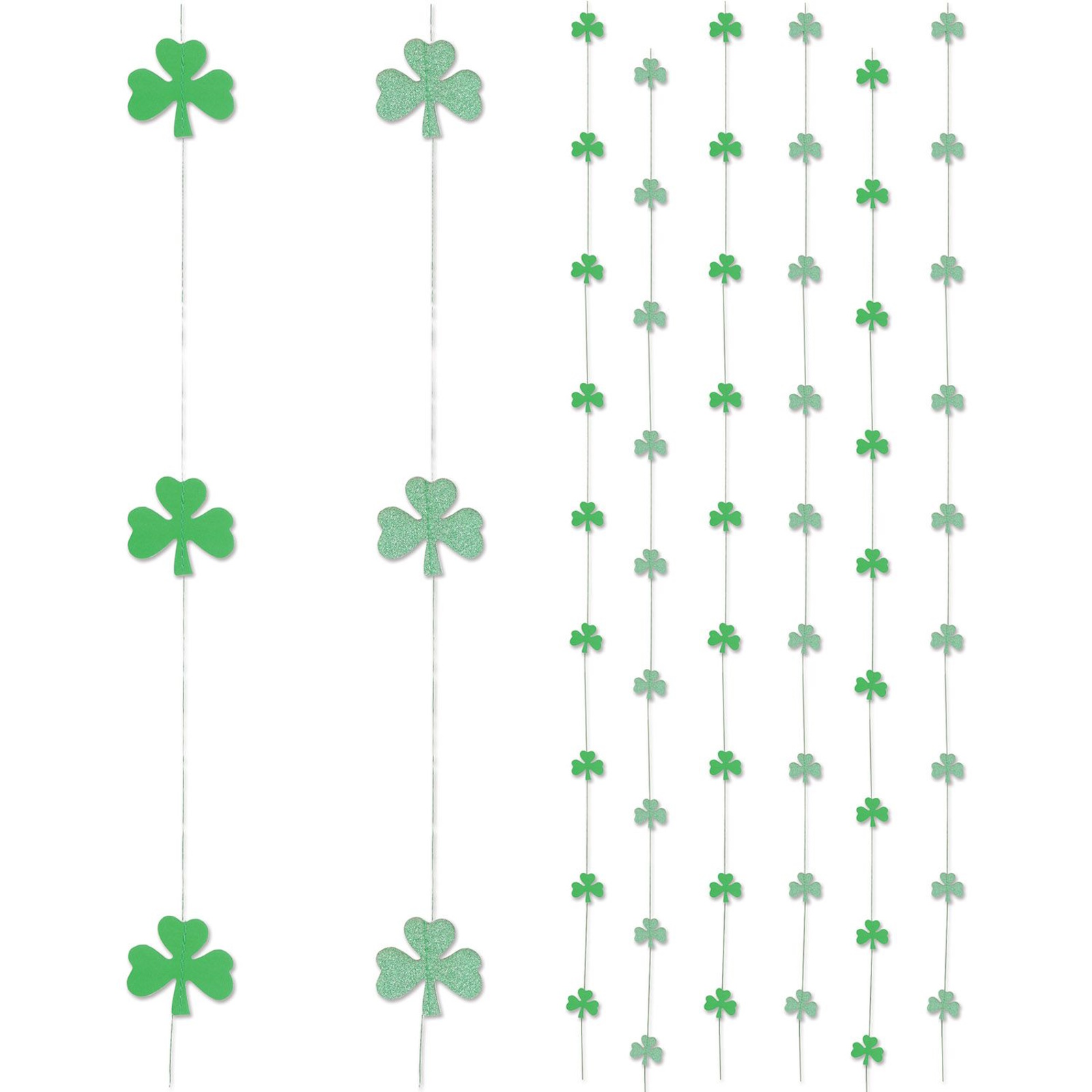 St. Patrick's Day Matte & Glitter Shamrock String Decorations (Pack of ...