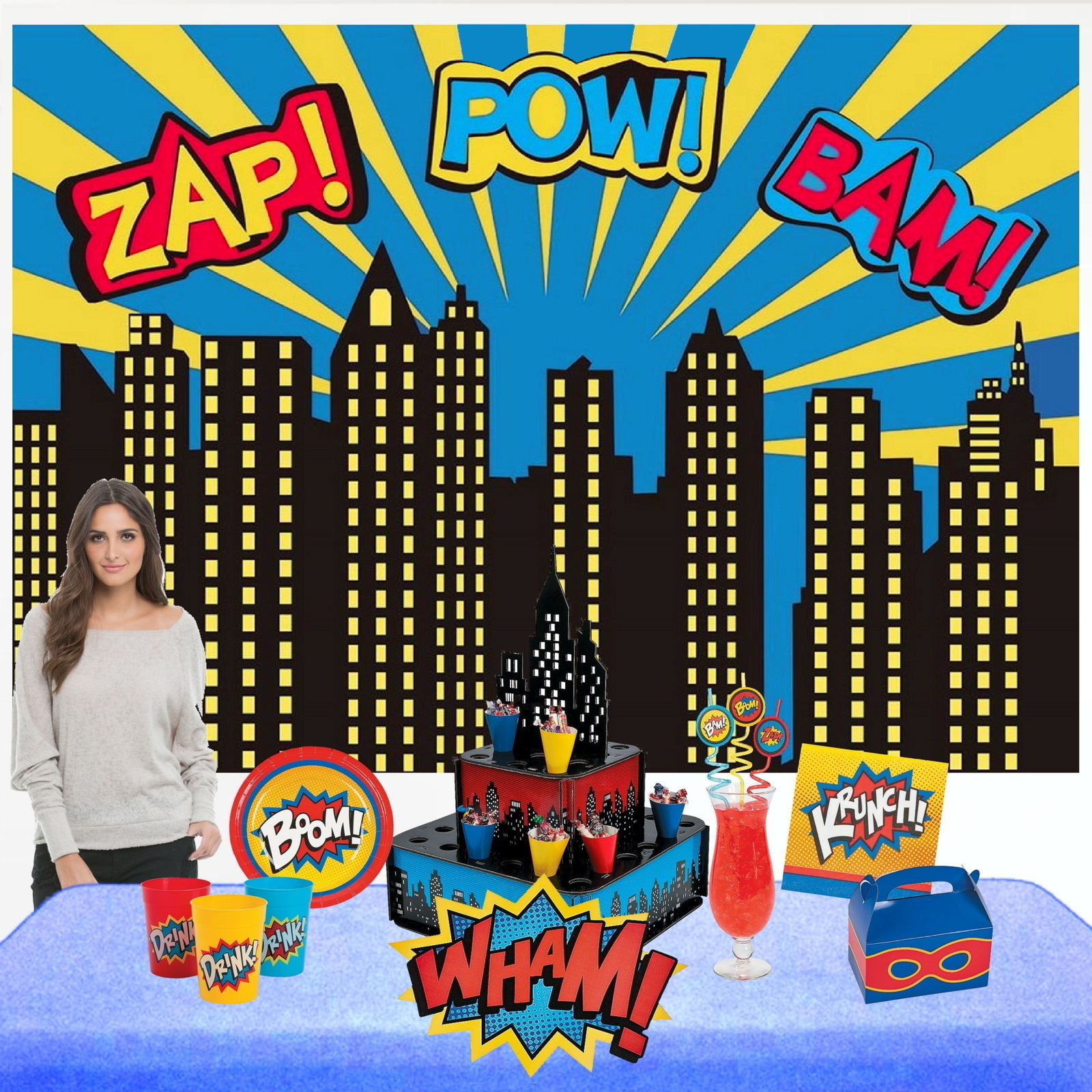 Superhero Comics Large Fabric Backdrop | Superhero (Boys) | Boys ...