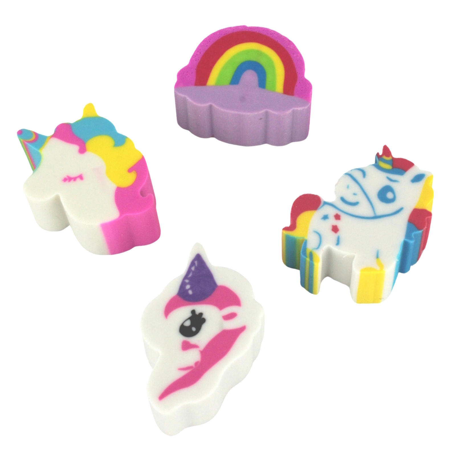 Unicorn and Rainbow Erasers (Pack of 8) - Discount Party Supplies