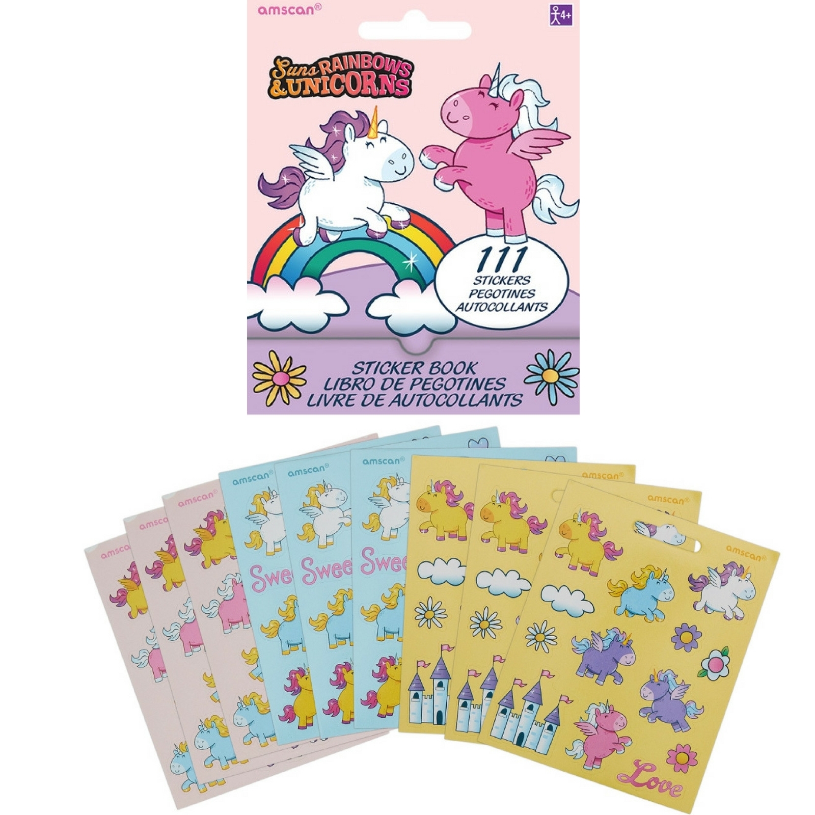 Rainbows and Unicorns Sticker Book (9 Sheets) - Discount Party Supplies