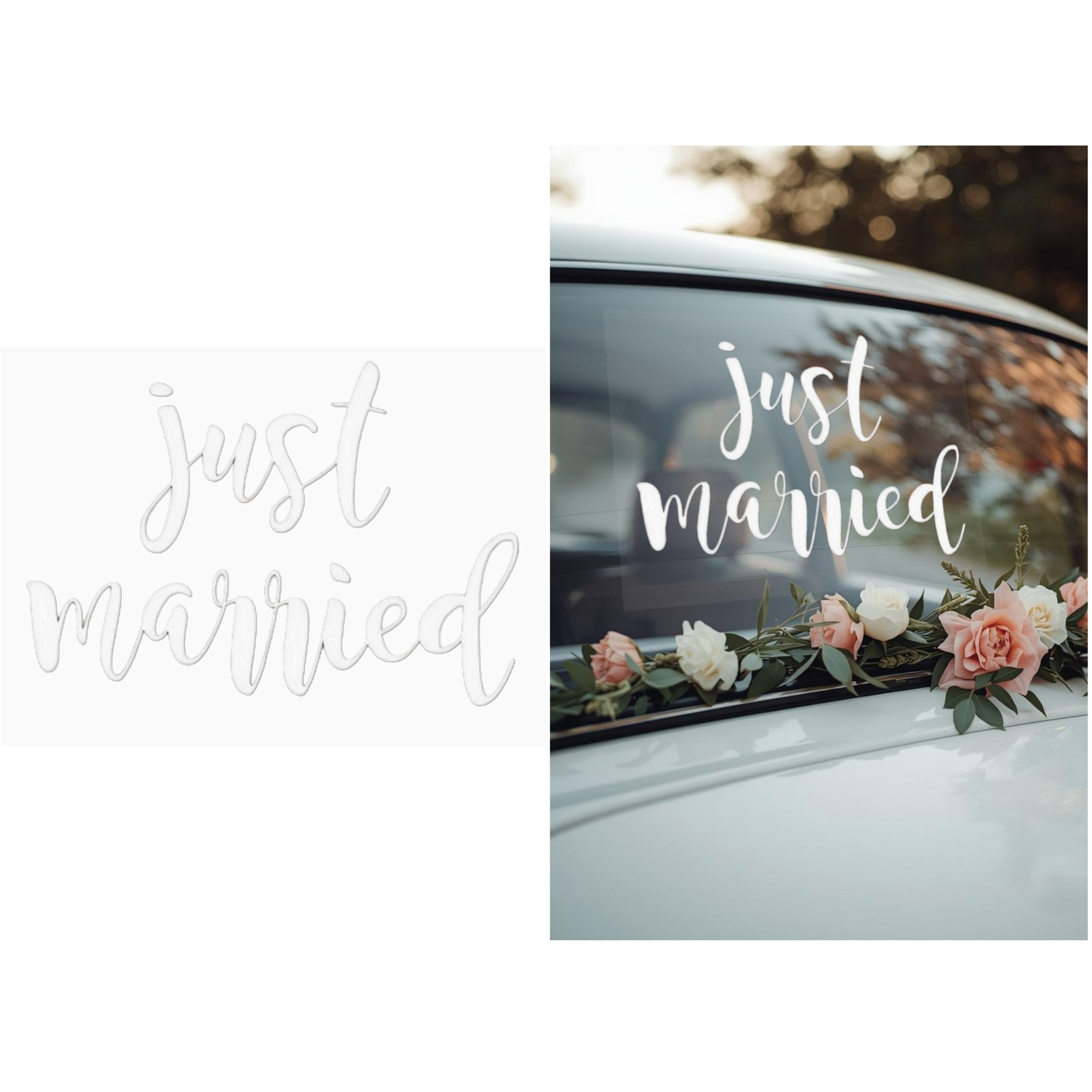 Removable Just Married Wedding Day Car Stickers - Discount Party Supplies