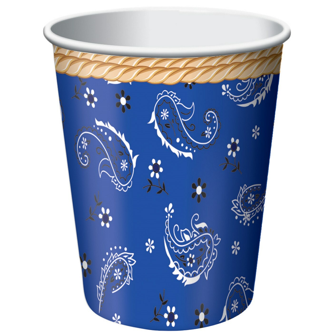 Blue Bandana Cowboy Paper Cups (Pack of 8) - Discount Party Supplies