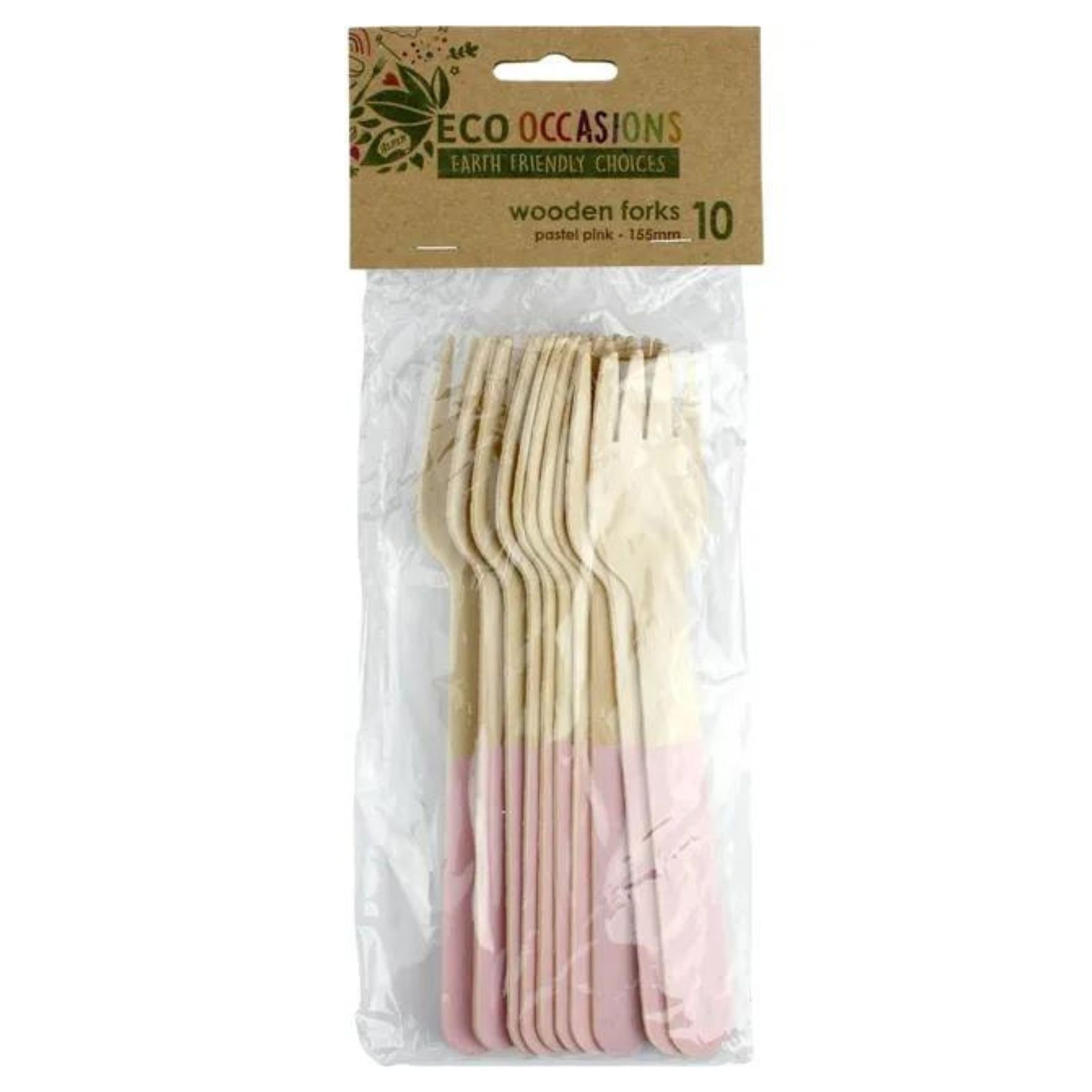 Wooden Dipped Forks Light Pink (Pack of 10) | Eco-Friendly Partyware ...