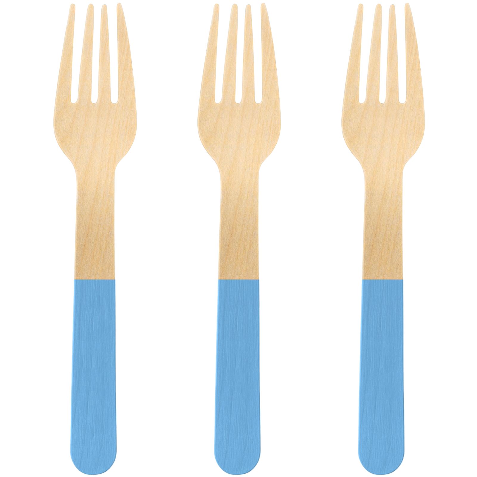 Wooden Dipped Forks Light Blue (Pack of 20) - Discount Party Supplies