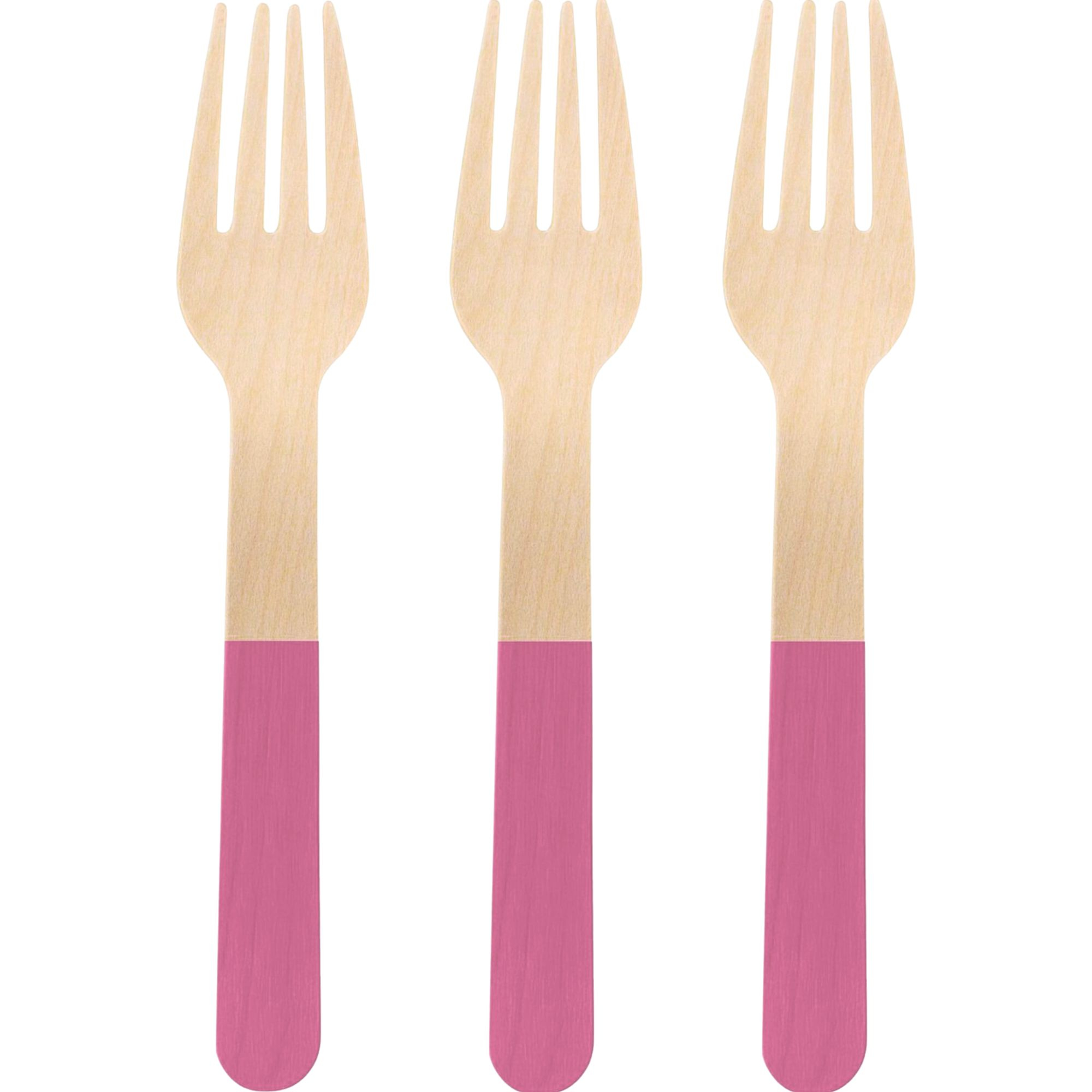 Wooden Dipped Forks Light Pink (Pack of 20) - Discount Party Supplies