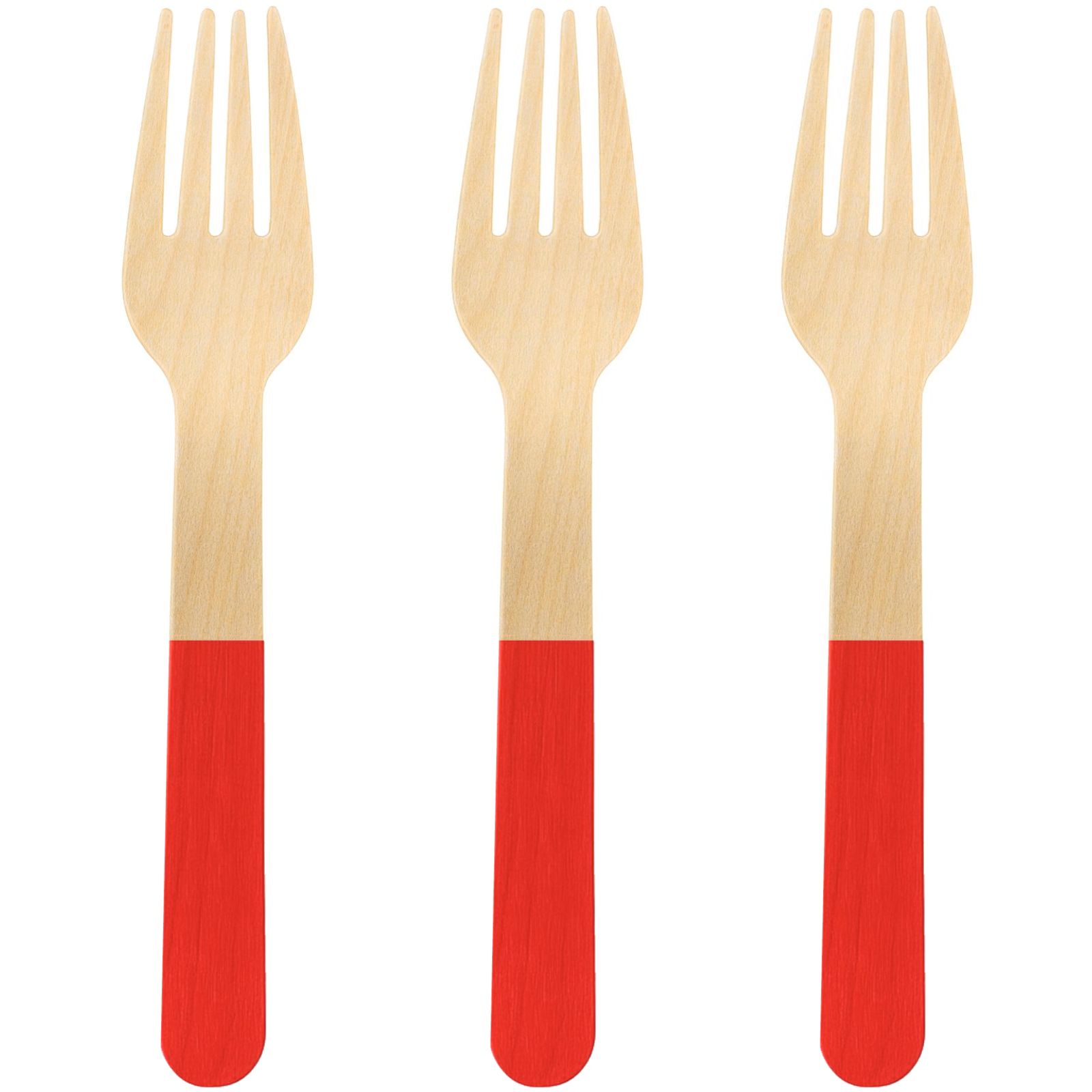 Wooden Dipped Forks Red (Pack of 20) - Discount Party Supplies