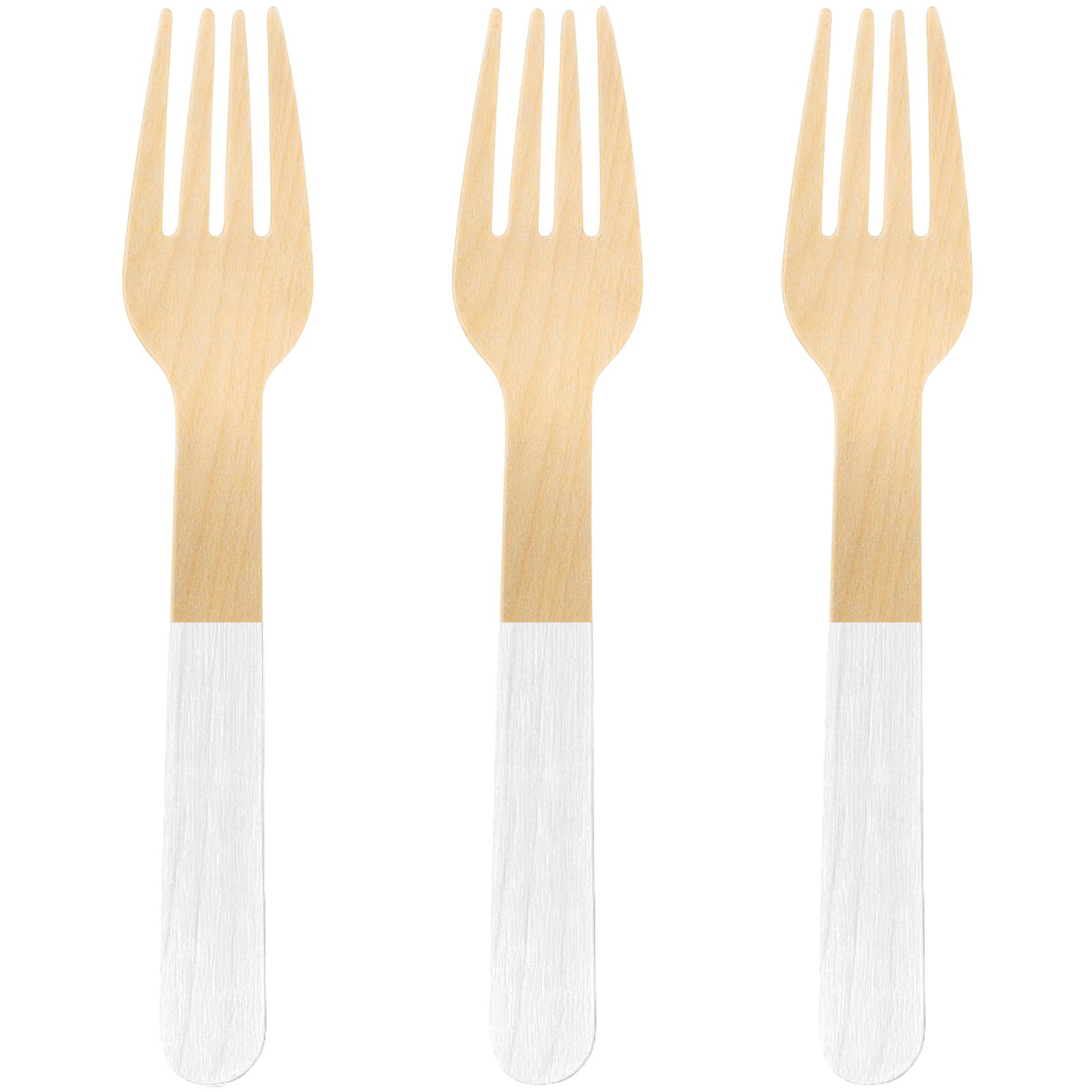 Wooden Dipped Forks White (Pack of 20) - Discount Party Supplies