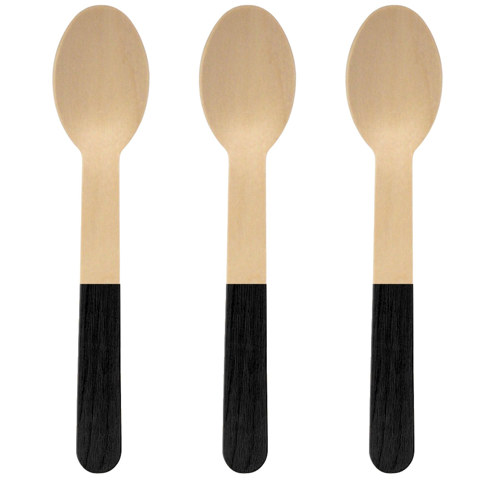 Wooden Dipped Spoons Black (Pack of 20) - Discount Party Supplies