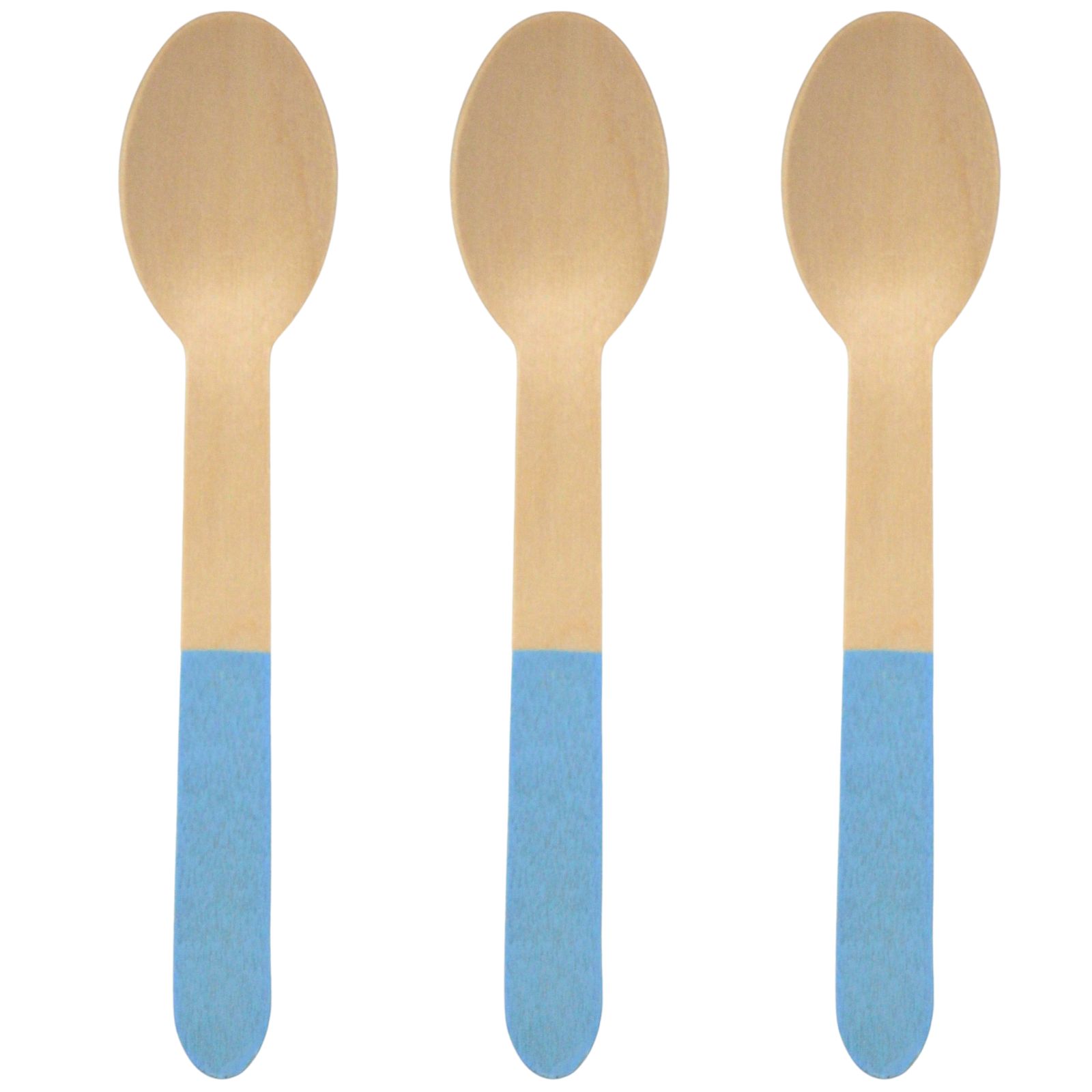 Wooden Dipped Spoons Light Blue (Pack of 20) - Discount Party Supplies