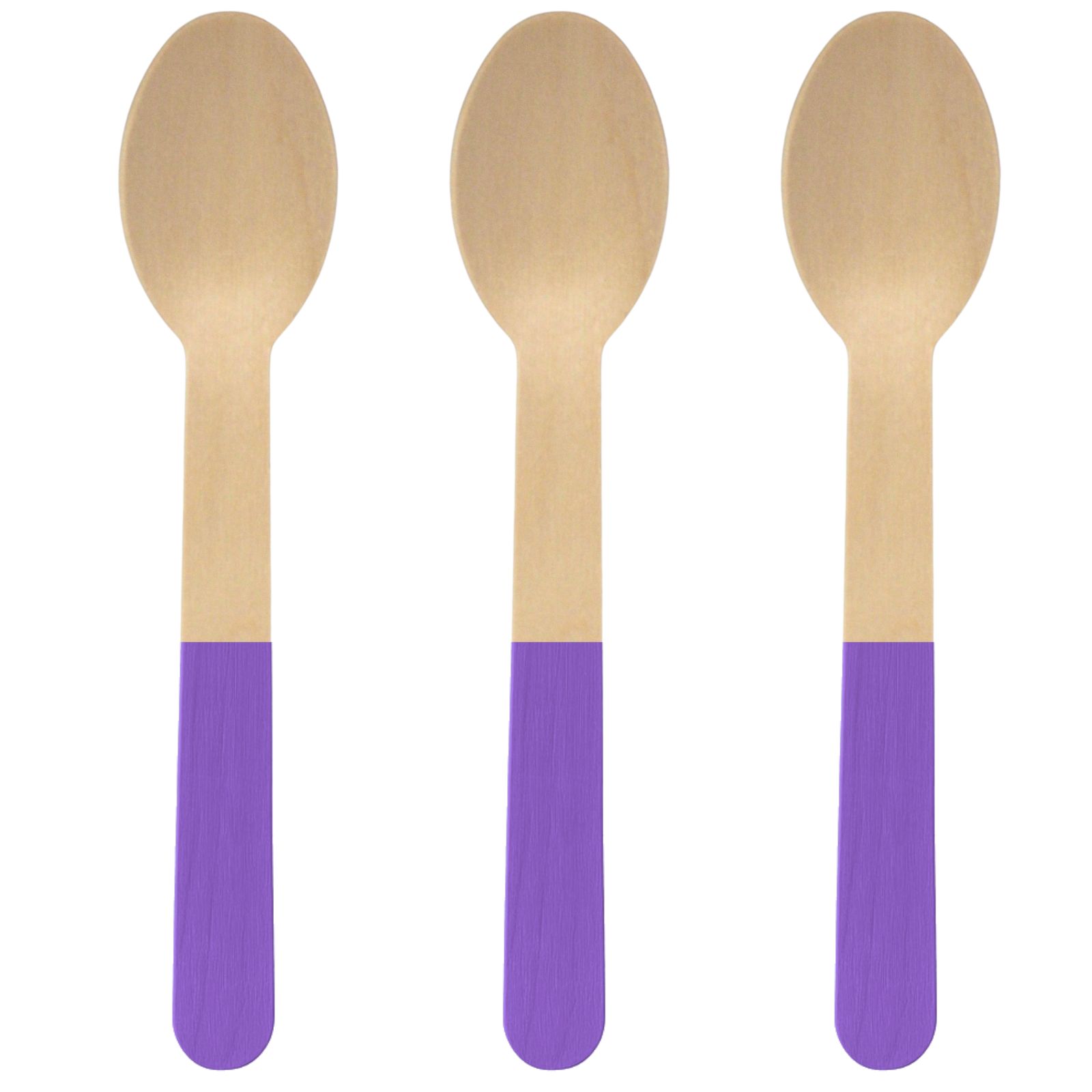 Wooden Dipped Spoons Purple (Pack of 20) - Discount Party Supplies